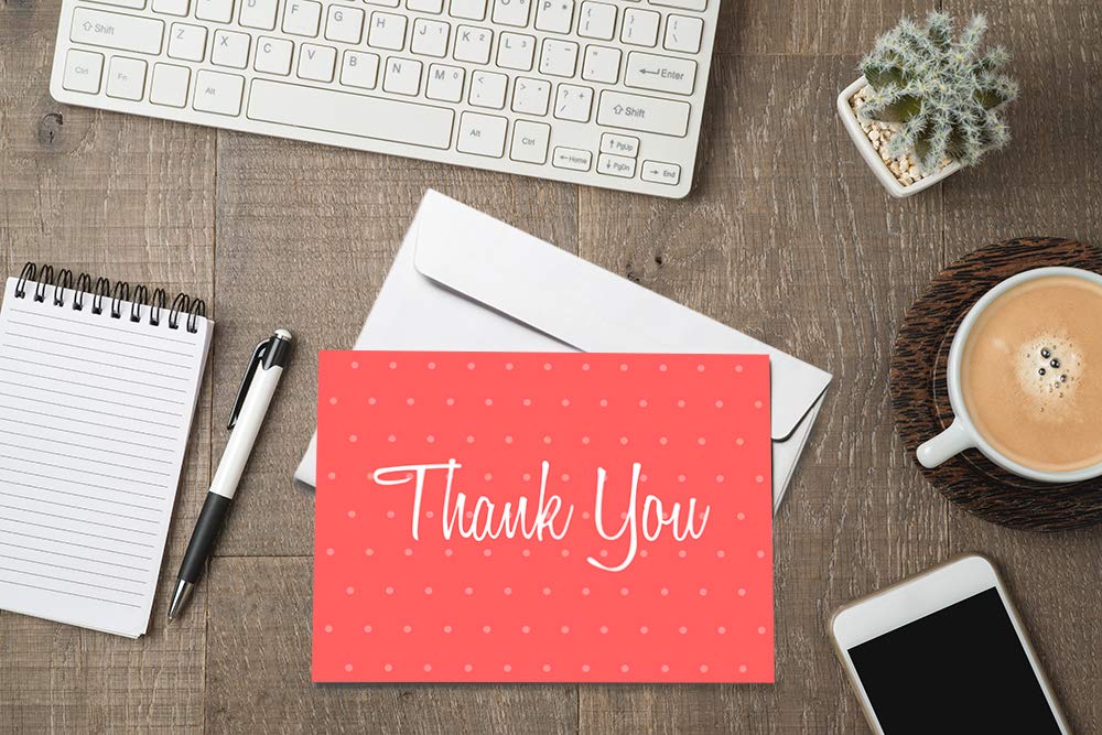 Oaklyn Blank Thank You Cards Set with Envelopes - Professional Paper with an Assortment of Designs and Blank White Inside - Bulk Pack of Small Notes (48 Pack)