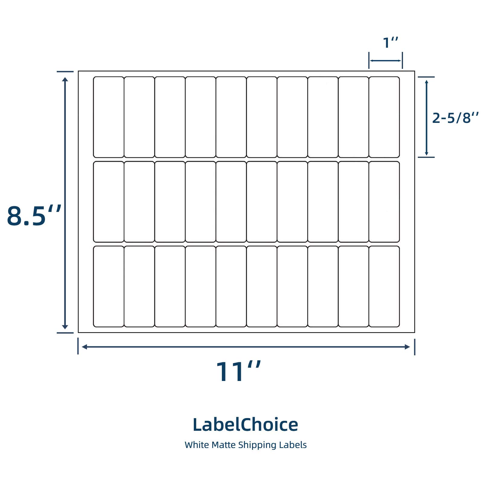 Labelchoice 100 Sheets 3000 Labels 30-up 1" x 2-5/8" Shipping Address FBA Labels for Laser & Inkjet Printers, 30 Up Labels 1 x 2-5/8 on US Letter,30 per Sheet Return Address Labels, 30 per Page Labels