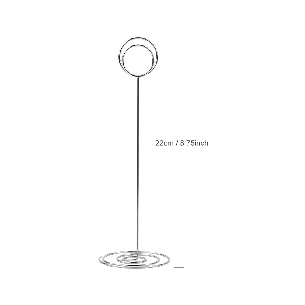 Radezon 10 Pack 8.75 inch Tall Table Number Holders Place Card Holder Table Picture Holder Wire Photo Holder Clips Picture Memo Note Photo Stand (Silver)