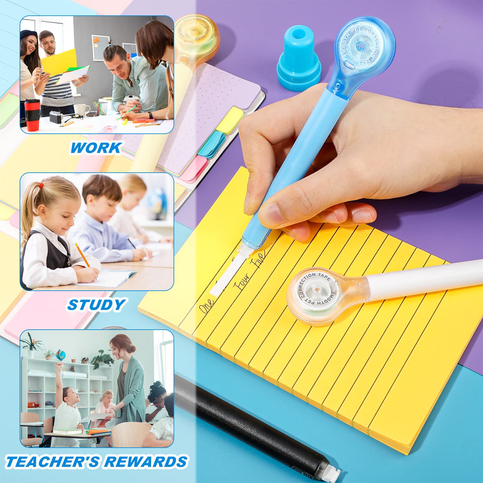 Gersoniel 10 Pack Correction Tape Pen Correctional Tape Ink Corrector Tape Correction Tape Eraser for School Office Supplies, 0.2 x 236 Inch