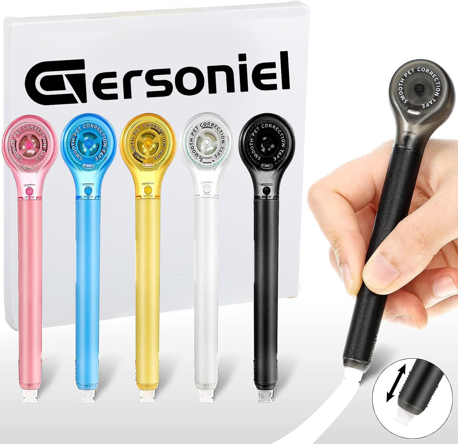 Gersoniel 10 Pack Correction Tape Pen Correctional Tape Ink Corrector Tape Correction Tape Eraser for School Office Supplies, 0.2 x 236 Inch