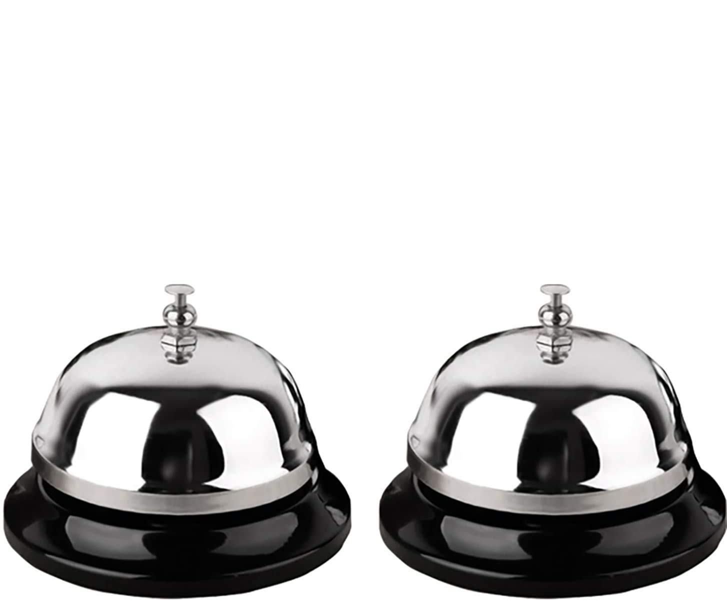 Call Bell 2 Packs 3.35 Inch Diameter with Metal Anti-Rust Construction, Ringing, Durable, Desk Bell Service Bell for Hotels, Schools, Restaurants, Reception Areas, Hospitals, Warehouses(Silver)
