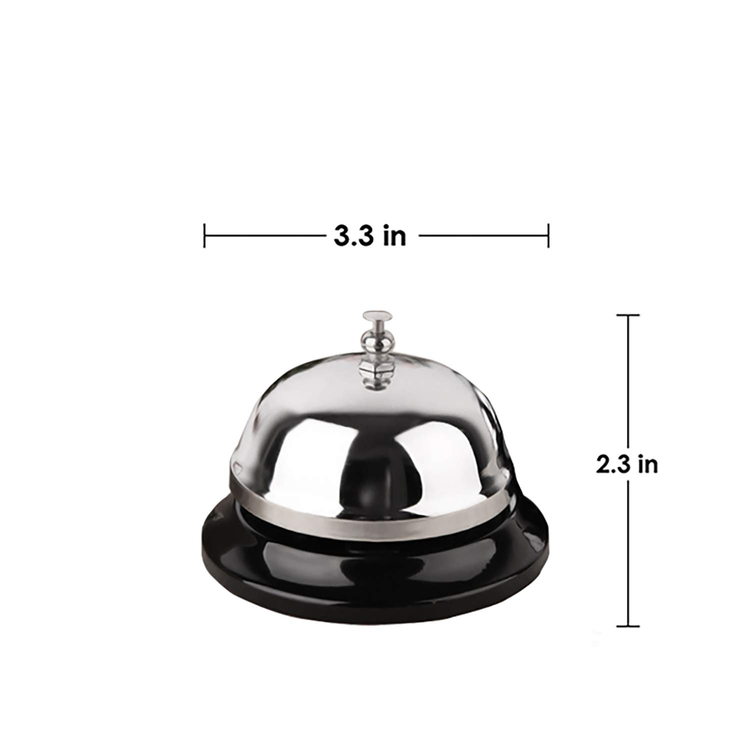 Call Bell 2 Packs 3.35 Inch Diameter with Metal Anti-Rust Construction, Ringing, Durable, Desk Bell Service Bell for Hotels, Schools, Restaurants, Reception Areas, Hospitals, Warehouses(Silver)