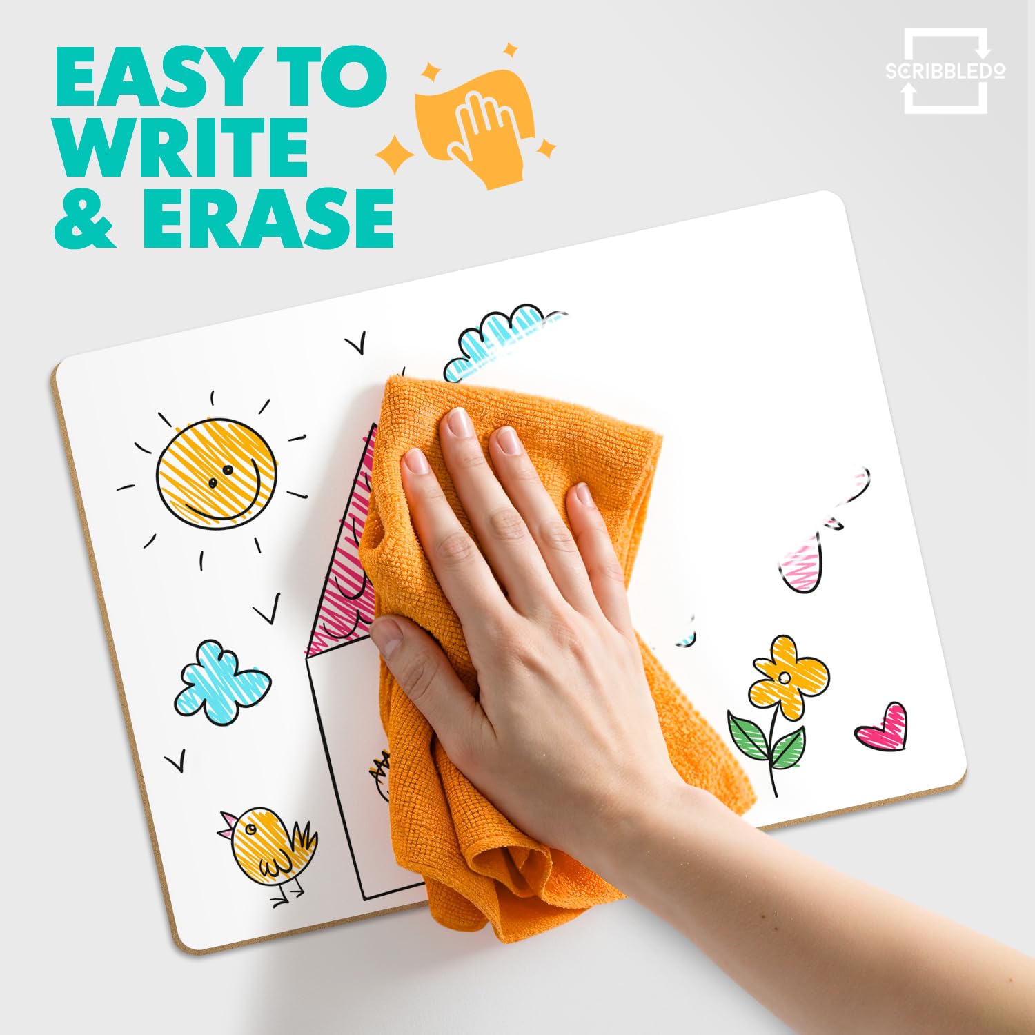 Scribbledo Small White Board Dry Erase Mini Whiteboard 9x12 Inch Small Dry Erase Board Marker Board Dry Erase Lapboards Handheld Personal White Boards for Students Small Whiteboard Office Kitchen