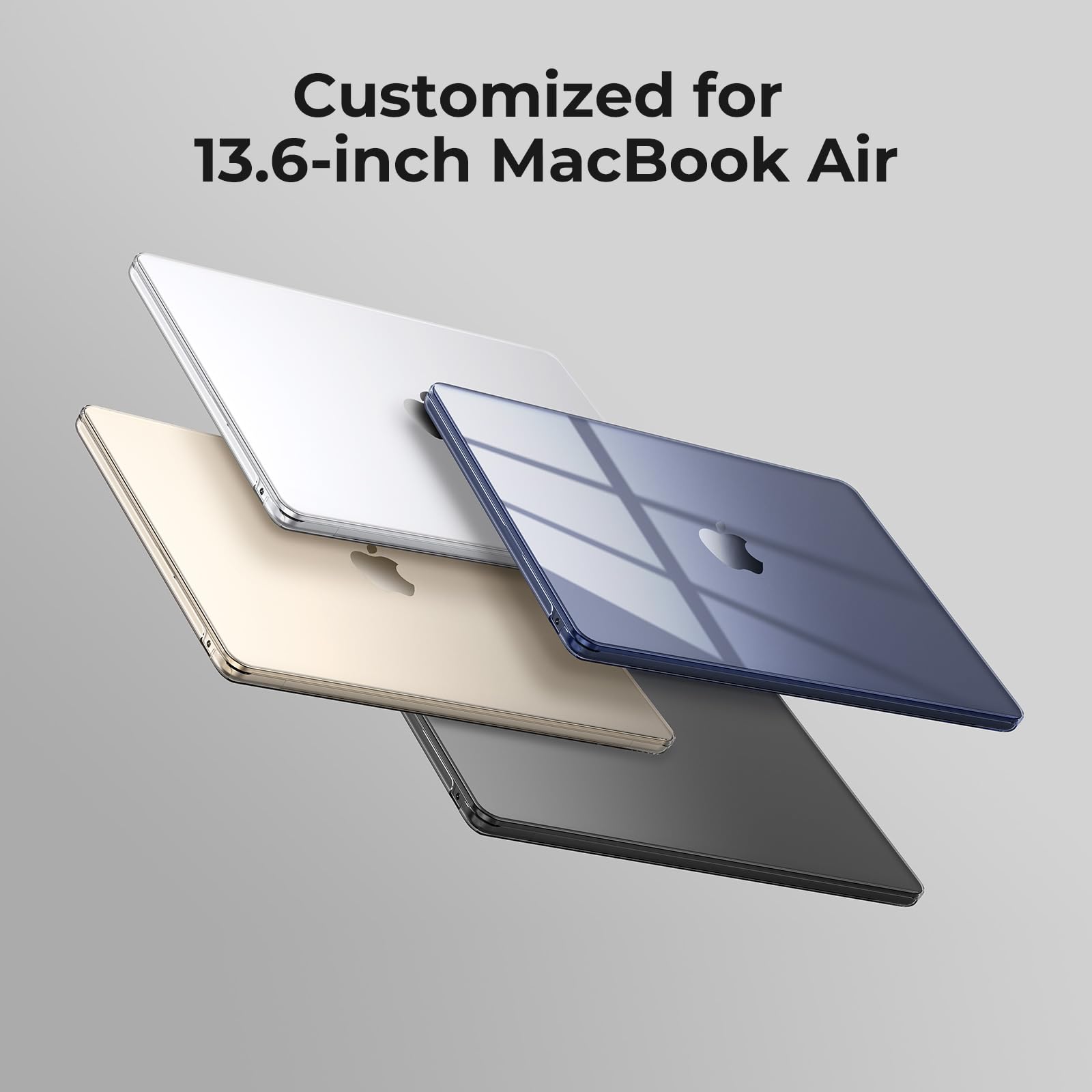 EooCoo Compatible with New MacBook Air 13.6 inch Case 2022 A2681 M2 Chip with Retina Display,Plastic Hard Shell Case + TPU Keyboard Skin Cover + Polishing Cloth + Screen Protector - Crystal Clear