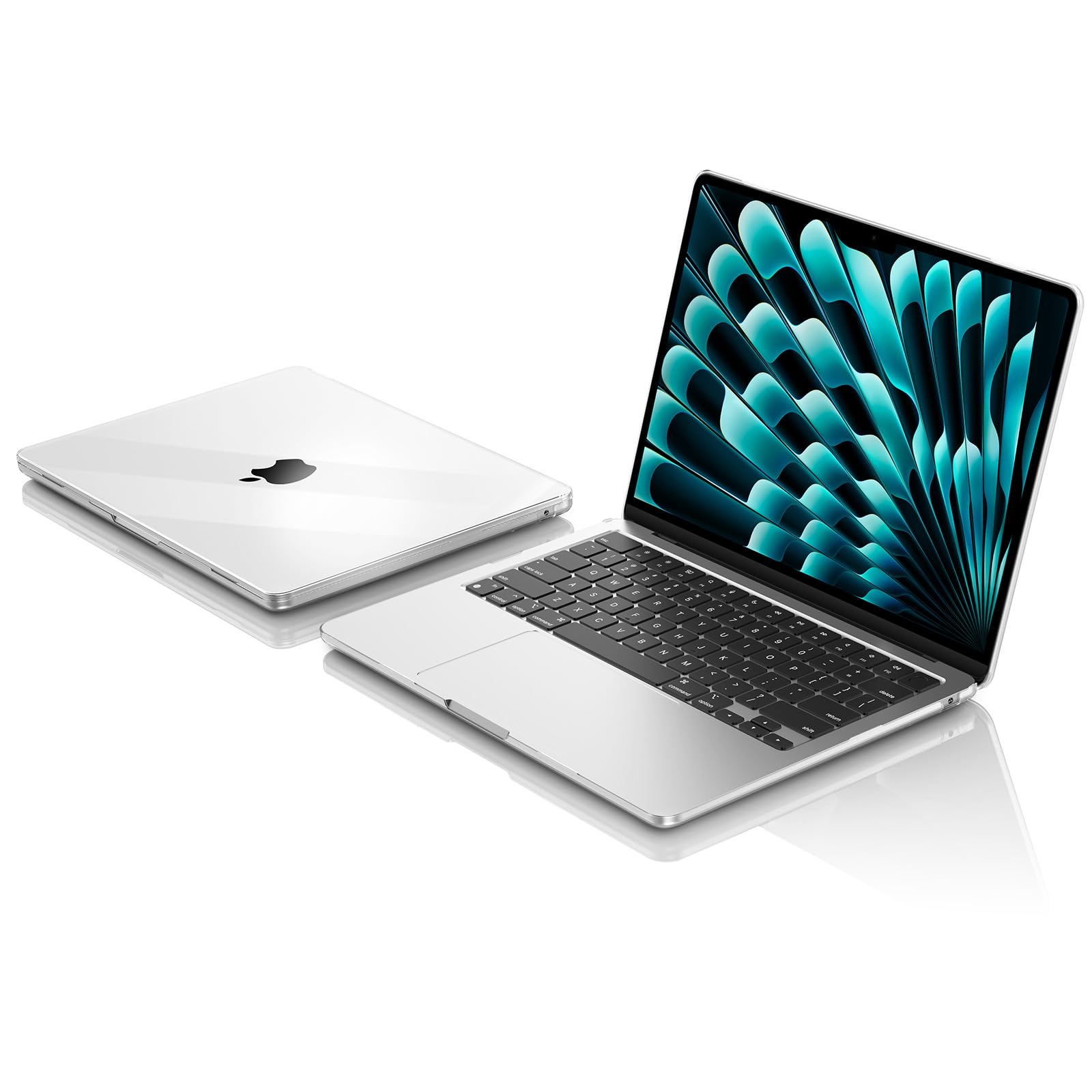 EooCoo Compatible with New MacBook Air 13.6 inch Case 2022 A2681 M2 Chip with Retina Display,Plastic Hard Shell Case + TPU Keyboard Skin Cover + Polishing Cloth + Screen Protector - Crystal Clear