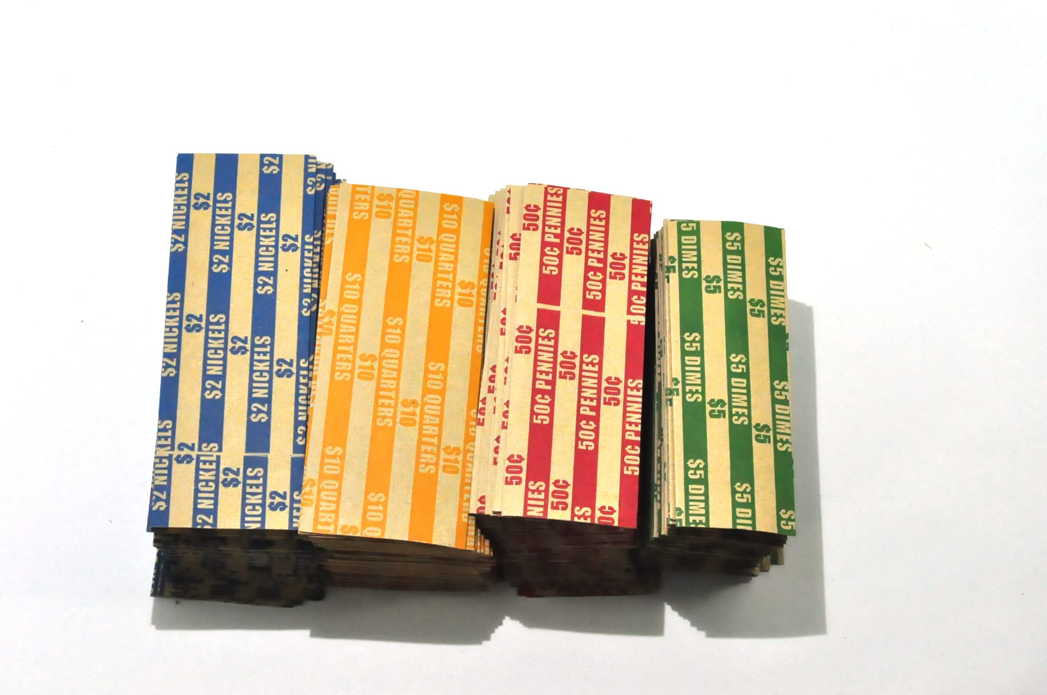 300 Assorted Bundle Flat Striped Coin Wrappers, 75 of Each