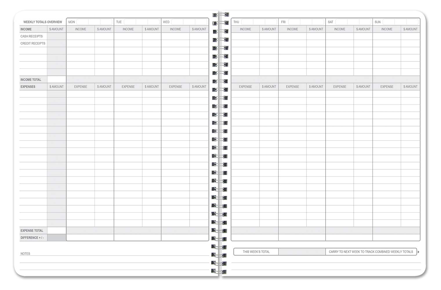 BookFactory Income and Expense Log Book/Tracker/Small Business Ledger Book/Accounting & Bookkeeping Ledger Log Book/LogBook 108 Pages - 8.5" x 11" Wire-O (LOG-108-7CW-PP-(IncomeExpense)-BX)