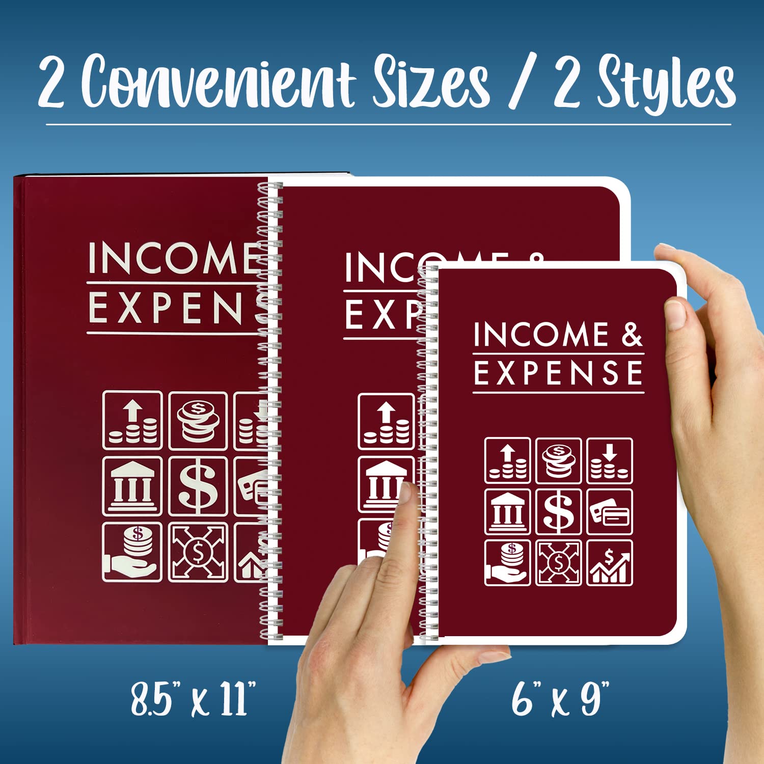 BookFactory Income and Expense Log Book/Tracker/Small Business Ledger Book/Accounting & Bookkeeping Ledger Log Book/LogBook 108 Pages - 8.5" x 11" Wire-O (LOG-108-7CW-PP-(IncomeExpense)-BX)