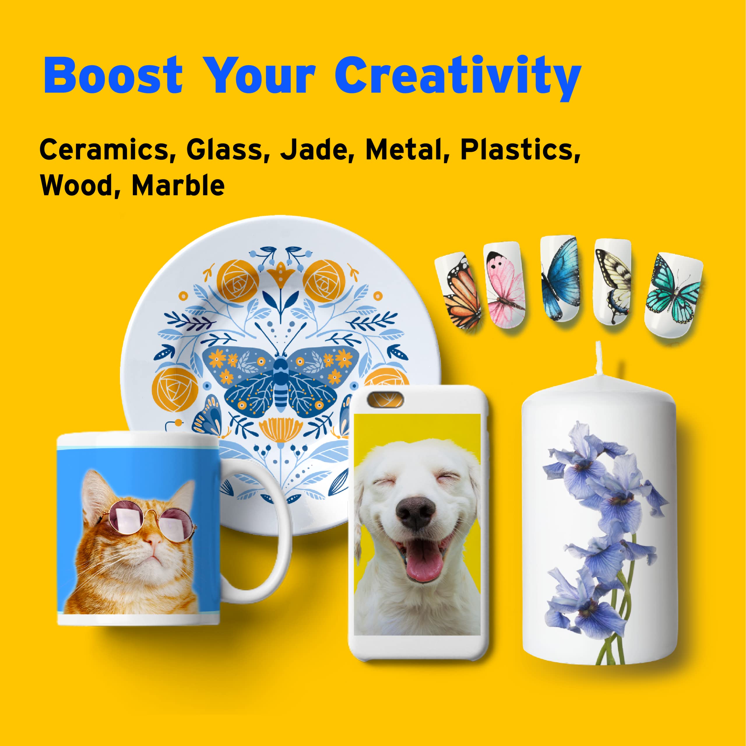 Printers Jack Water Slide Decal Paper Inkjet 20 Sheets A4 Size Premium Water Slide Transfer Paper Clear Transparent Printable Waterslide Paper for Tumblers, Mugs, Glasses DIY