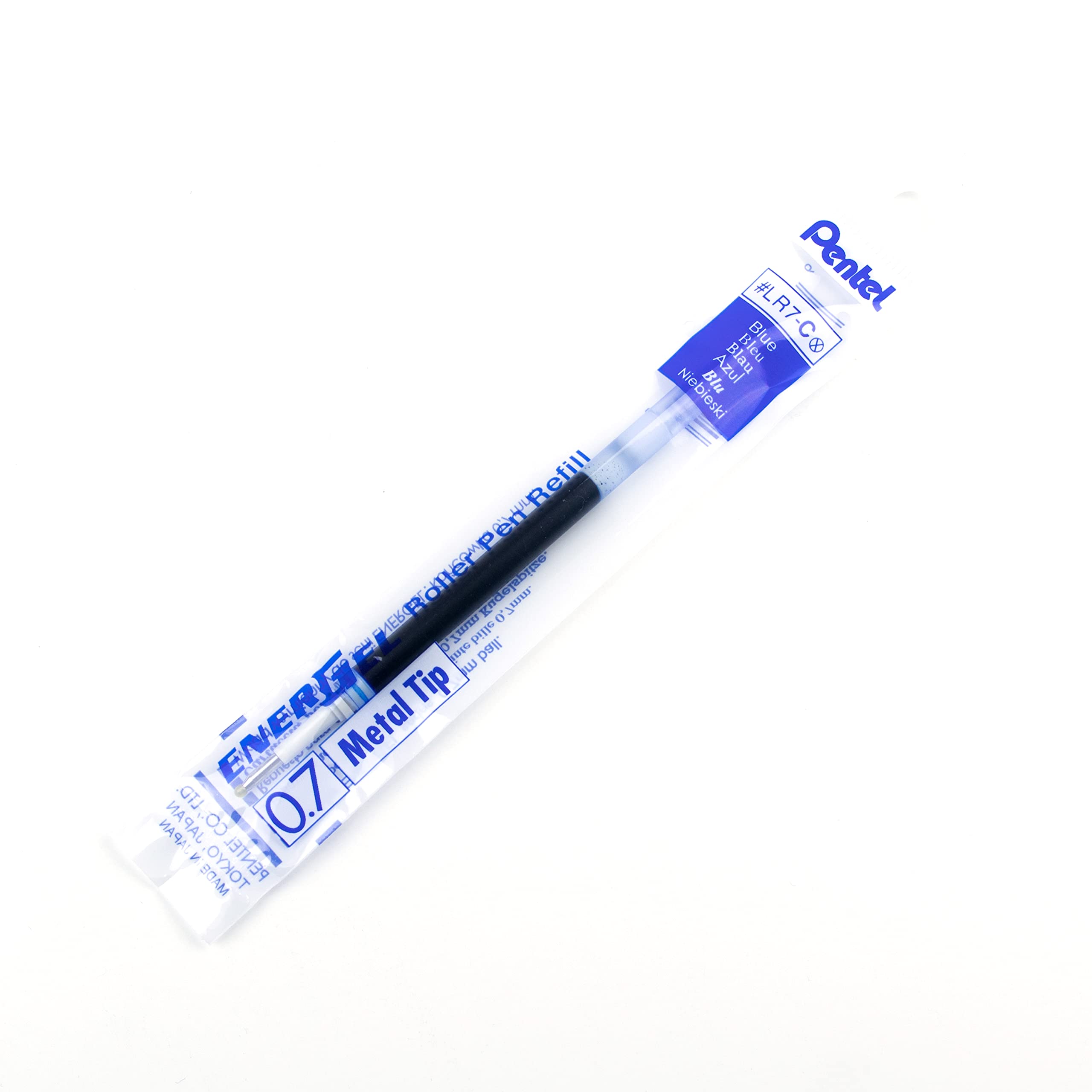 Pentel Refill Ink for BL57/BL77 EnerGel Liquid Gel Pen, 0.7mm, Metal Tip, Blue Ink, Box of 12 (LR7-C-12)