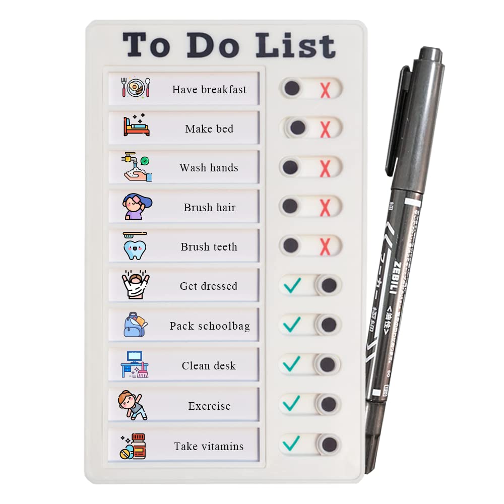 PIQOLA Customized Checklist Board to do List for Kids with Pen DIY Plastic rv Checklist Chore Chart Planner