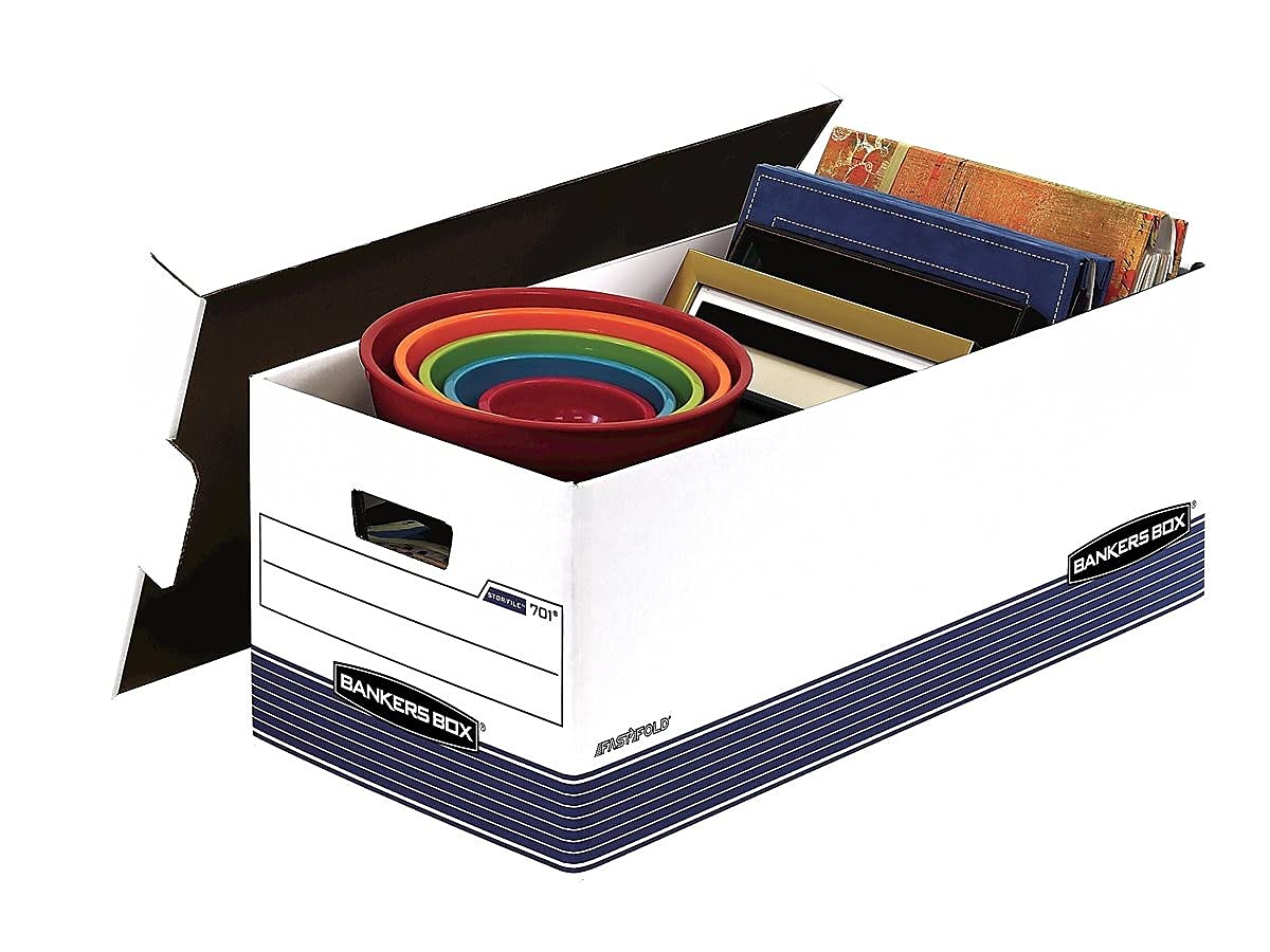 Bankers Box 00701 Store/File Medium-Duty Storage Boxes with Lift-Off Lid, Letter, 12 Pack (00701)