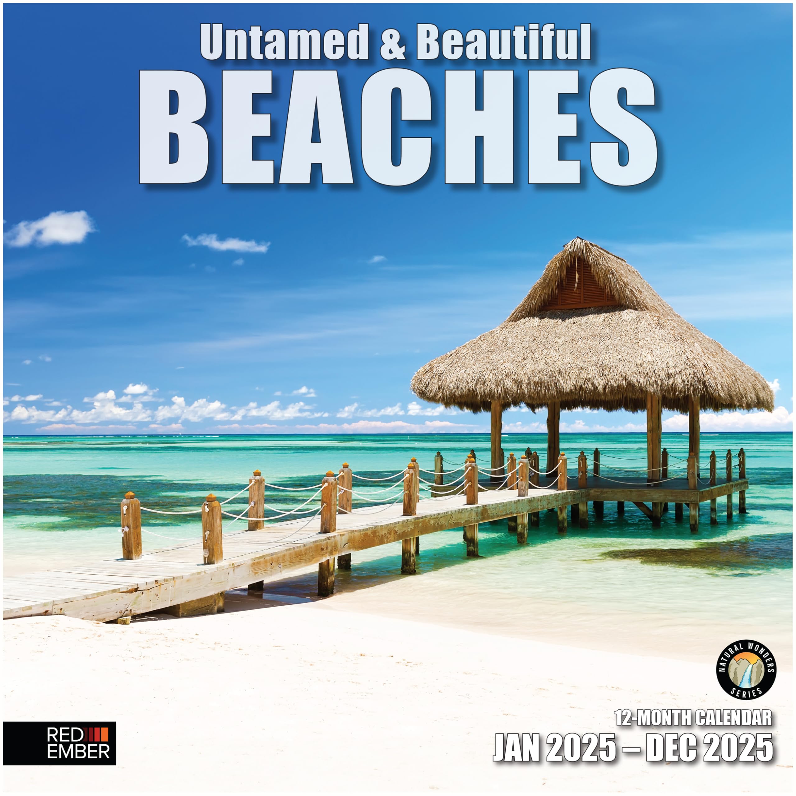 RED EMBER Beaches 2023 Hangable Monthly Wall Calendar | 12" x 24" Open | Thick & Sturdy Paper | Giftable | Beautiful Tropical Scenic Vacation Nature Photography