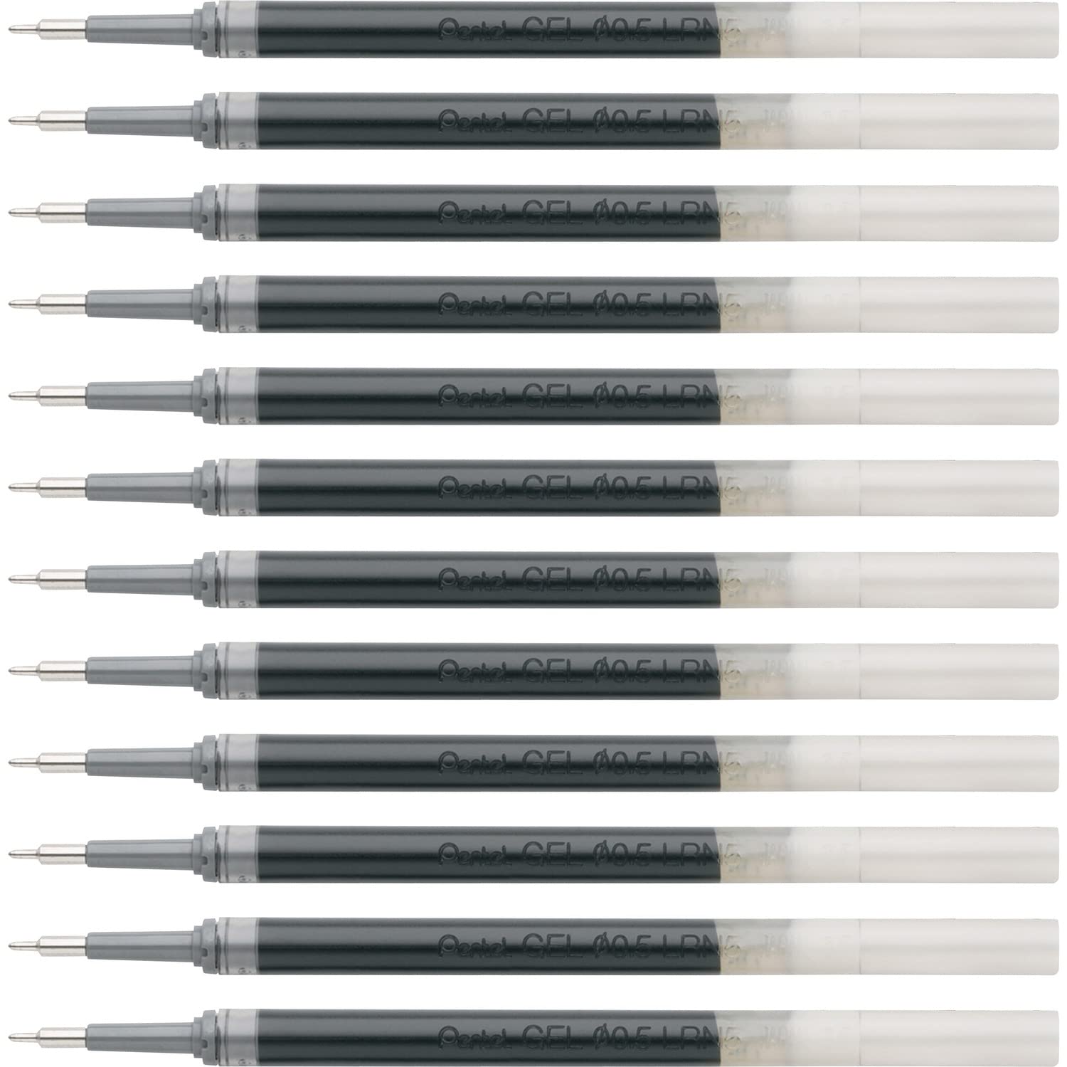 Pentel Refill Ink for EnerGel Liquid Gel Pen, 0.5mm, Needle Tip, Black Ink, Box of 12 (LRN5-A-12)