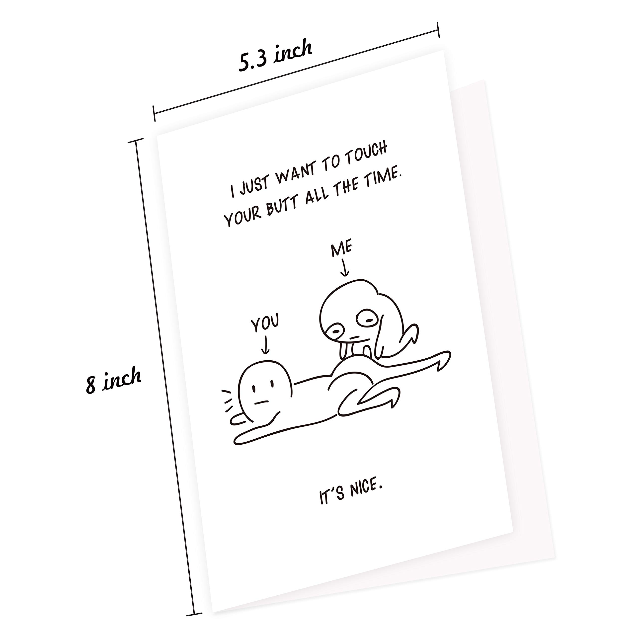 Naughty Touch Your Butt Love Card, Cheeky Anniversary Card for Him Her, Romantic Valentine's Day Card