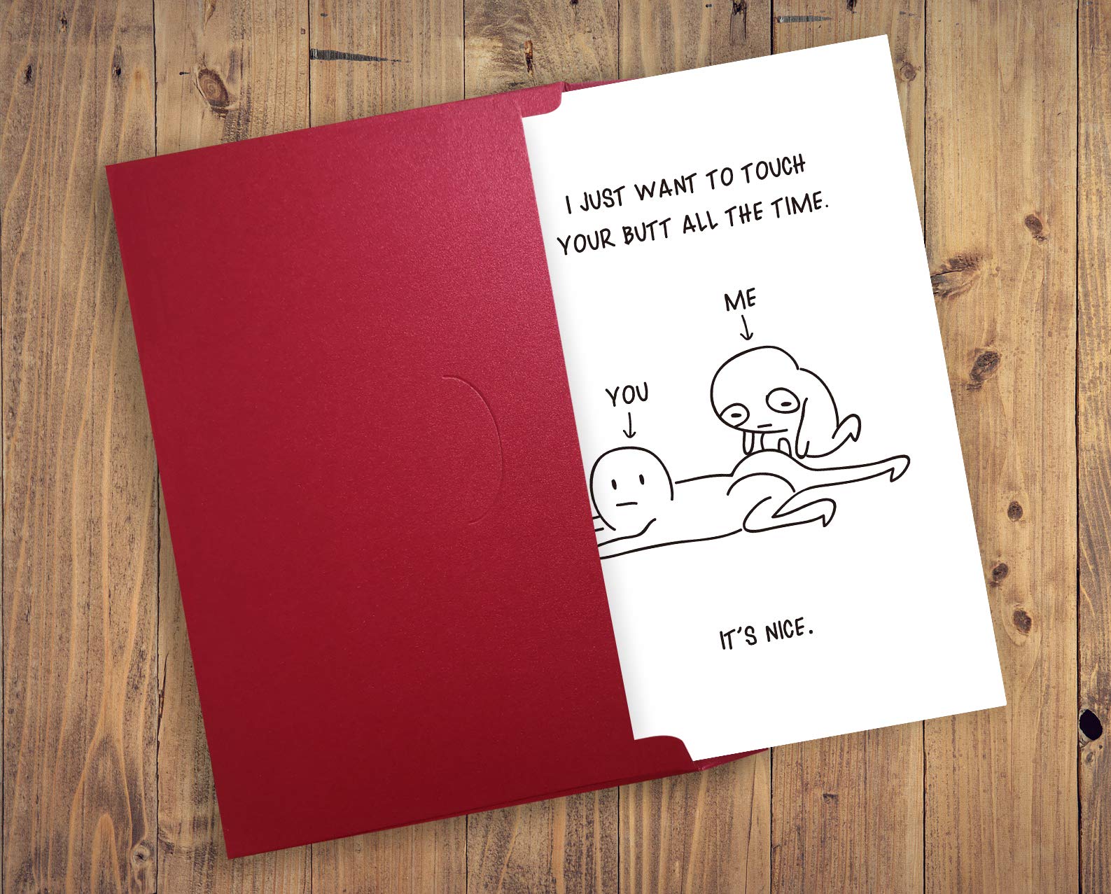 Naughty Touch Your Butt Love Card, Cheeky Anniversary Card for Him Her, Romantic Valentine's Day Card