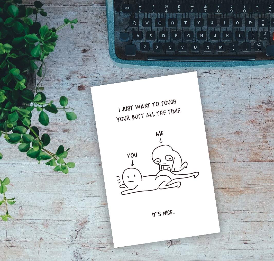 Naughty Touch Your Butt Love Card, Cheeky Anniversary Card for Him Her, Romantic Valentine's Day Card