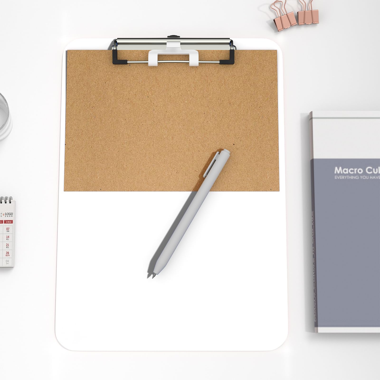 Hongri Plastic Clipboard, White Clipboard Standard A4 Letter Size Clipboards for Nurses, Students, Office and Women, Clipboard with Pen Holder and Low Profile Clip, Size 12.5 x 9 Inch, (White)