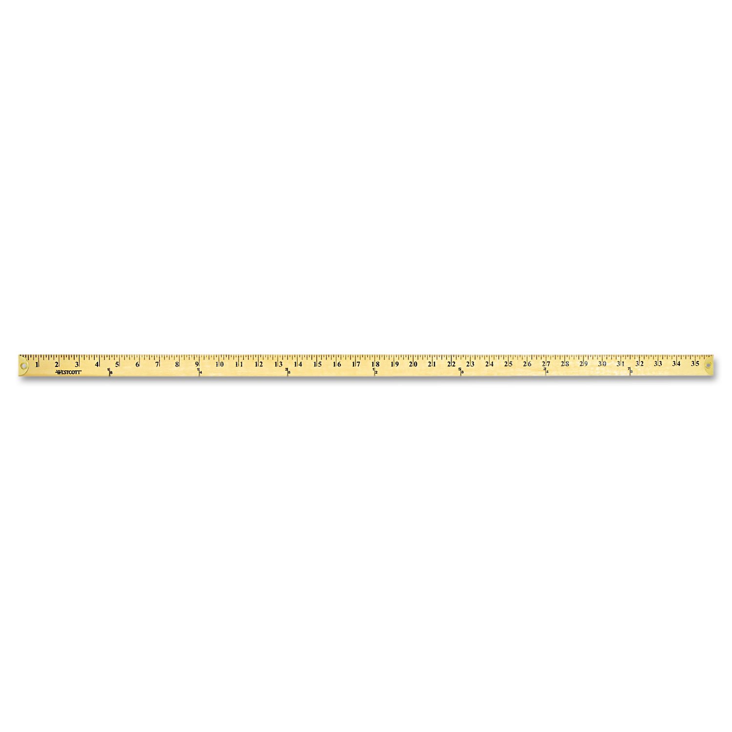 Westcott Wooden Yardstick with Hang Hole and Brass Ends, Clear Lacquer Finish (10425)