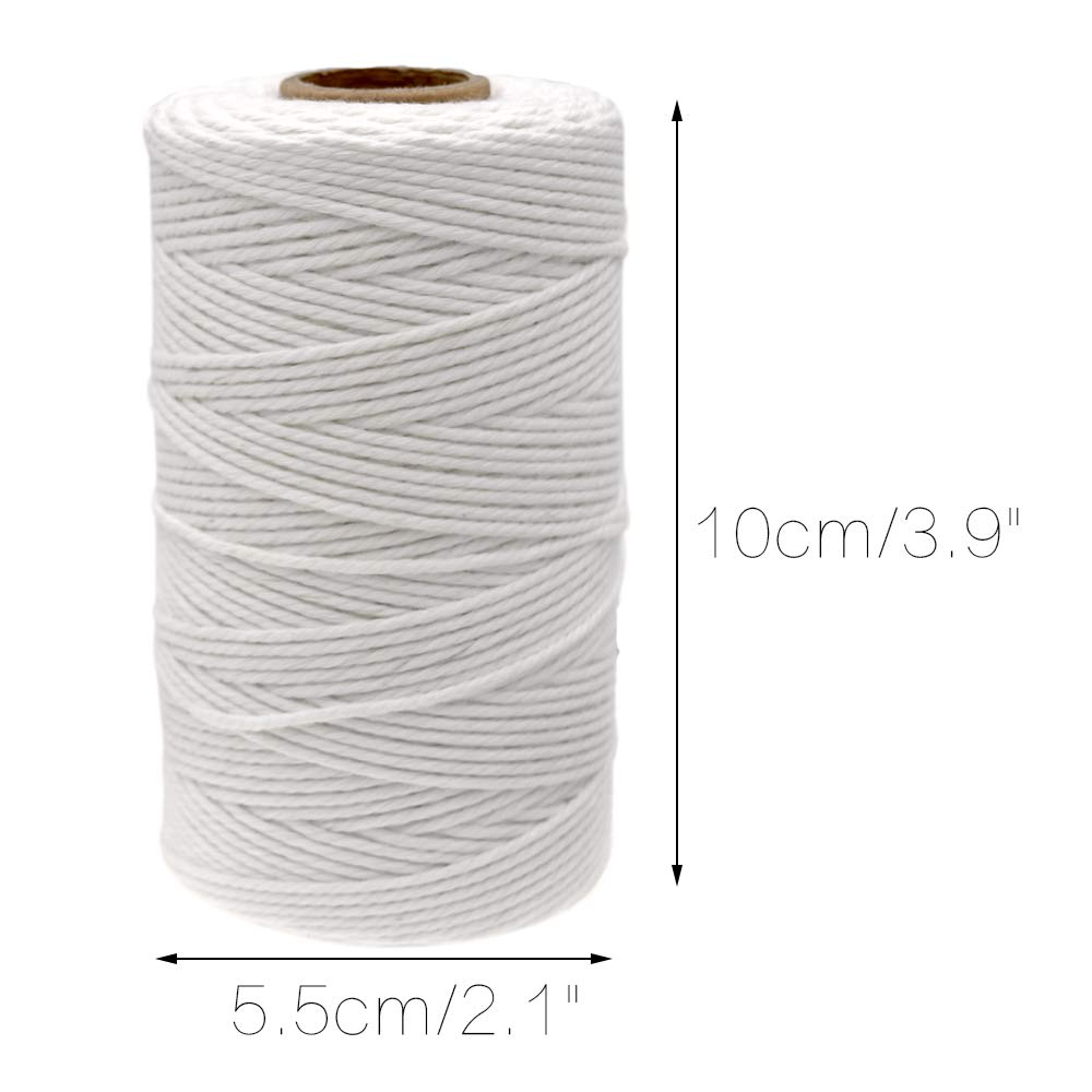 White String,100M/328 Feet Cotton String Bakers Twine,2MM Kitchen Cooking String Twine,Cotton Butcher's Twine String for Meat and Roasting,Packing String for DIY Crafts and Gift Wrapping,Garden Twine