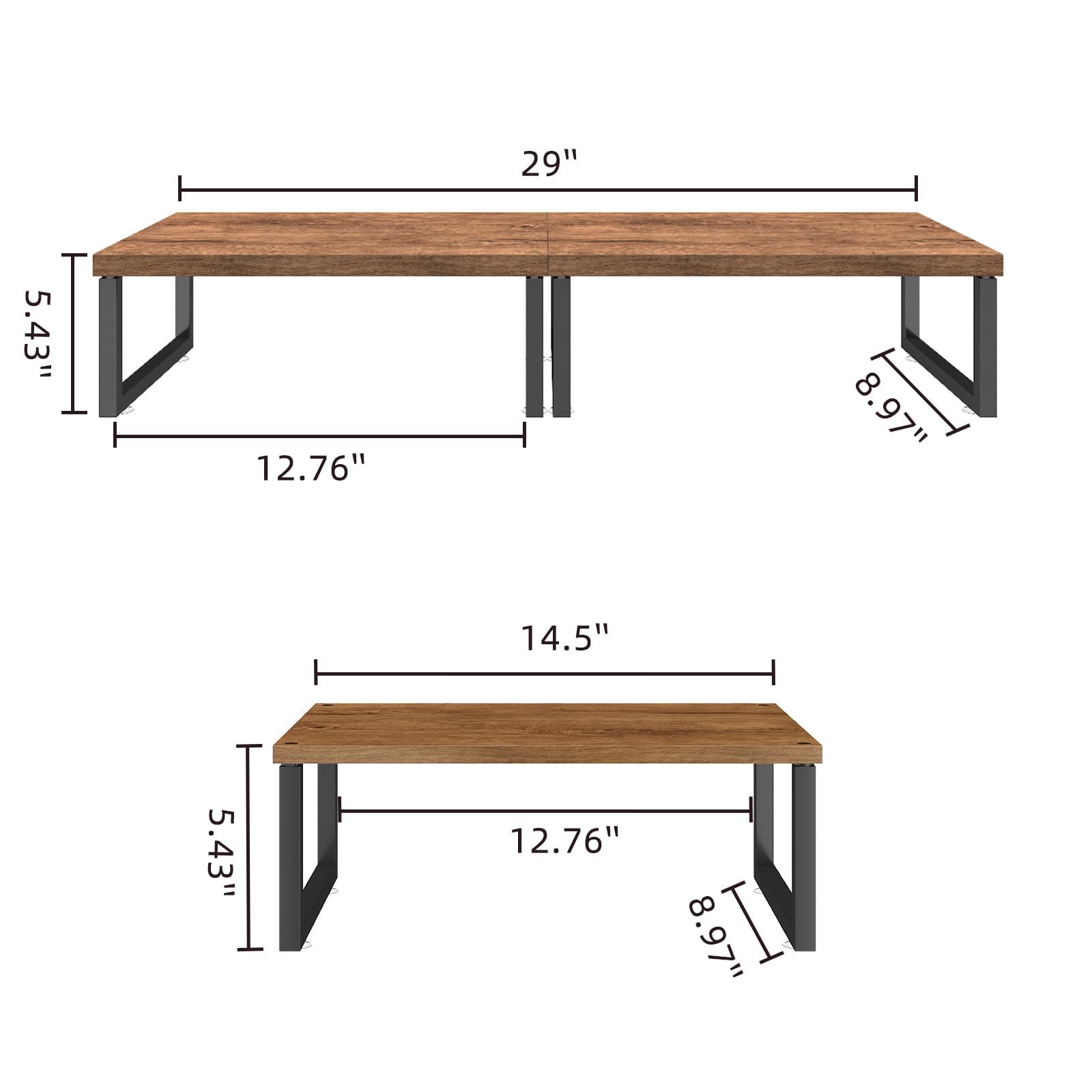 Simple Trending 2-Pack Wooded Monitor Stand Riser, Desk Organizer Stand with Anti-Slip Suction Cup for Laptop, Computer, iMac, Pc, Antique Brown