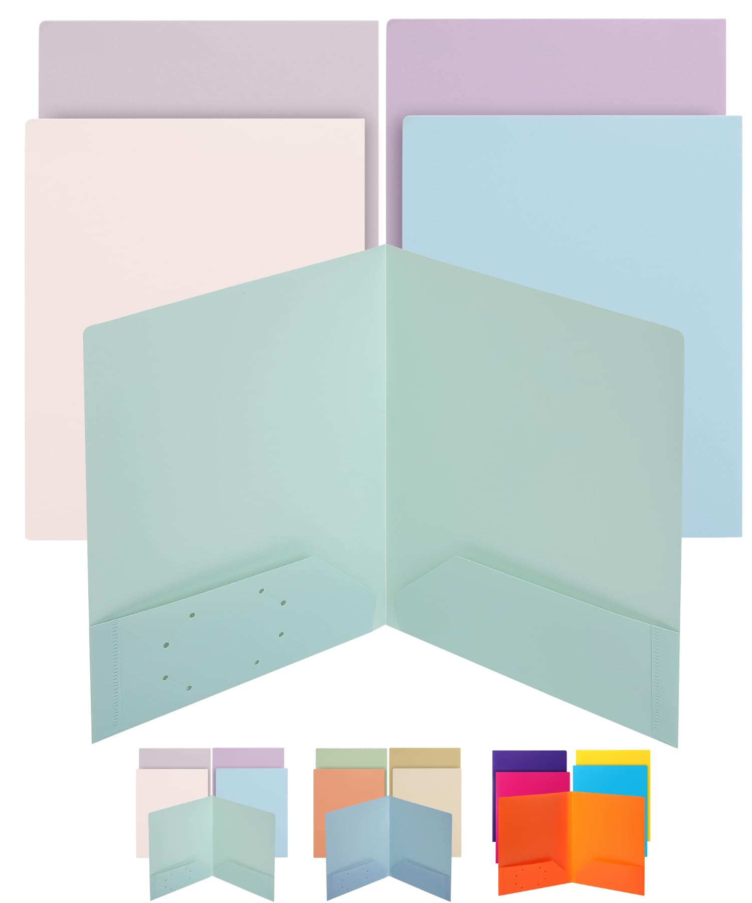 Mr. Pen- Plastic Folders with Pockets, 5 pcs, Muted Pastel Colors, Pocket Folders, 2 Pocket Plastic Folders, File Folders with Pocket, Plastic Pocket Folder