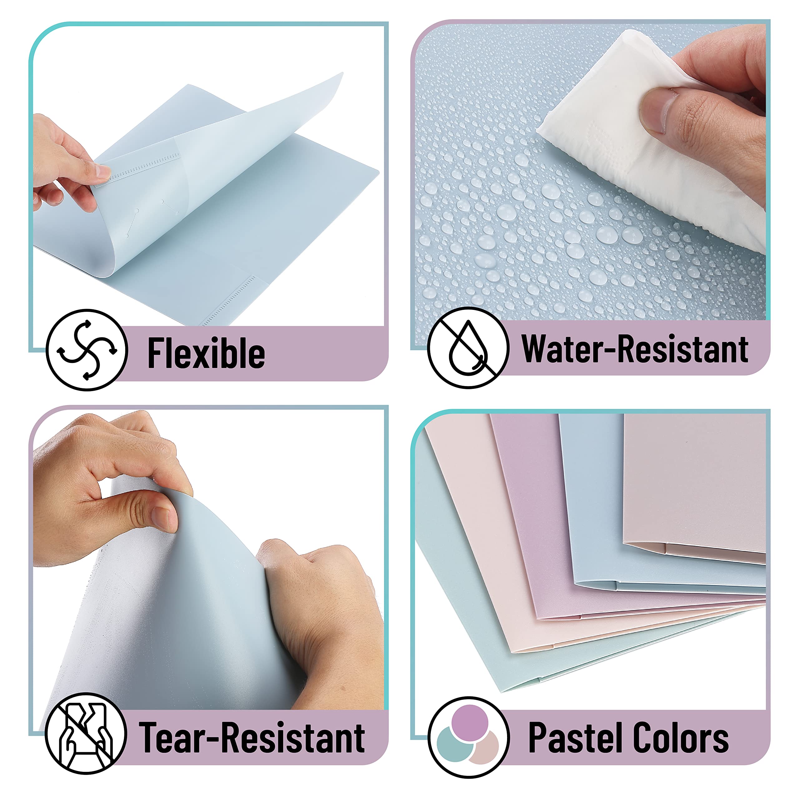 Mr. Pen- Plastic Folders with Pockets, 5 pcs, Muted Pastel Colors, Pocket Folders, 2 Pocket Plastic Folders, File Folders with Pocket, Plastic Pocket Folder