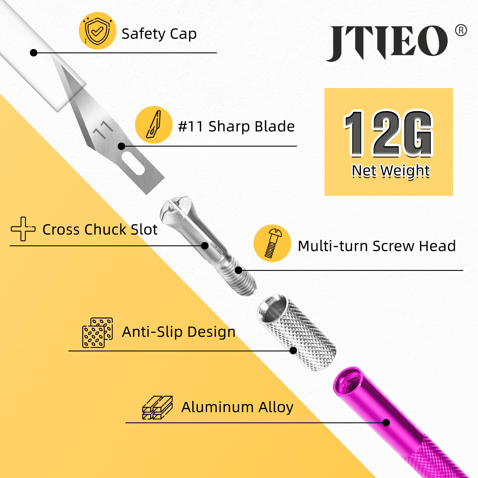 JTIEO 74 Pack Hobby Knife Exacto Knife with 4 Upgrade Sharp Hobby Knives and 70 Spare Craft Knife Blades for Art, Scrapbooking,Stencil