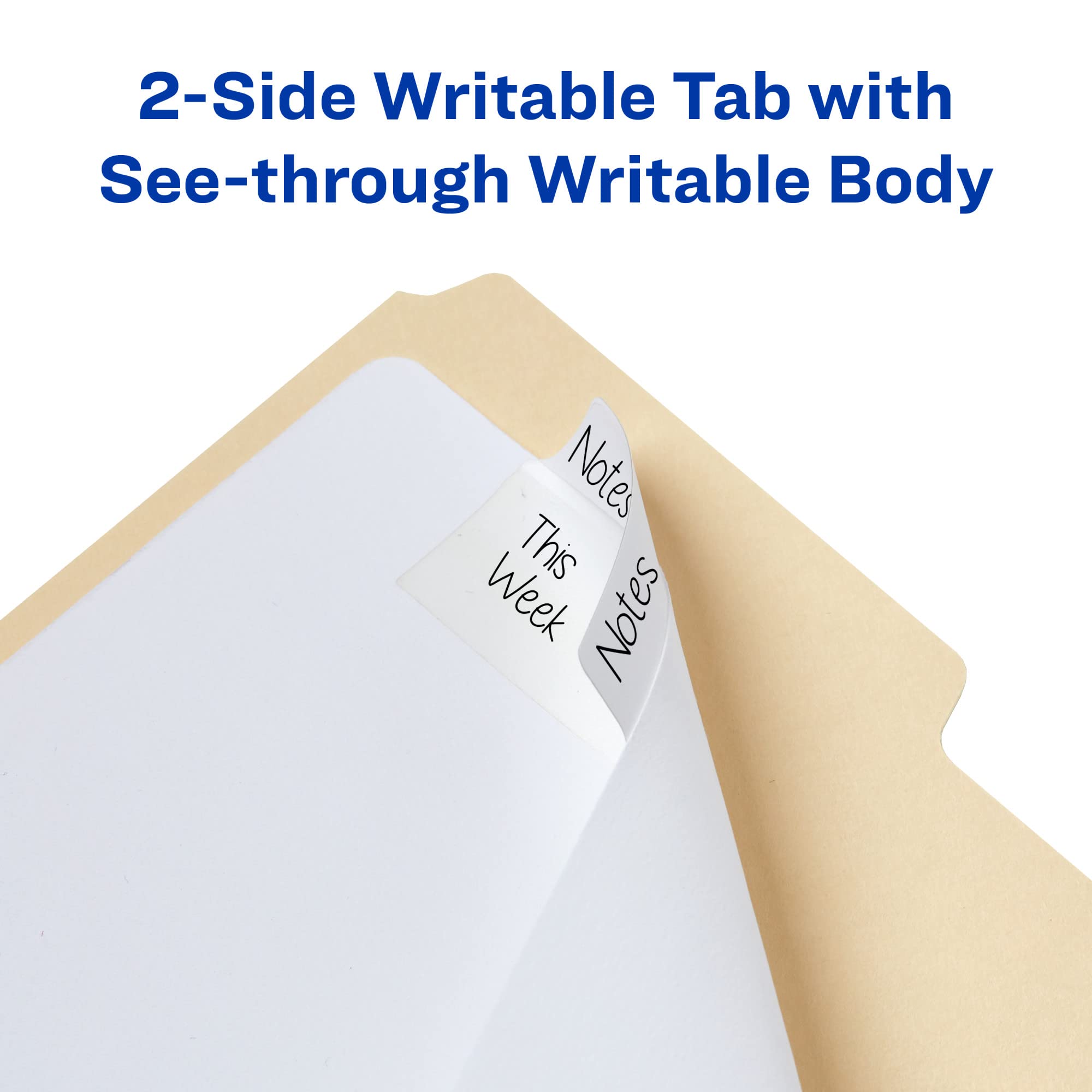 Avery Ultra Tabs, 3" x 1.5", 2-Side Writable, White, 24 Repositionable Filing Tabs (74776)