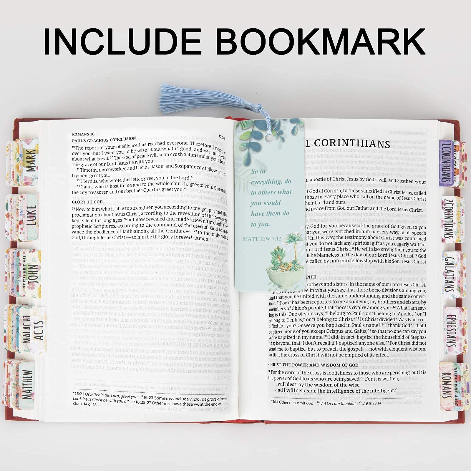 Laminated Bible Tabs, Bible Journaling Supplies, Personalized Bible Tabs for Women and Girl, 90 Bible Index tabs in Total, 66 Bible tabs for Old and New Testament, Additional 24 Blank tabs
