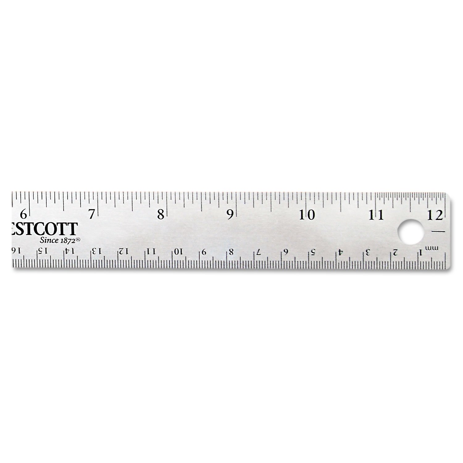 Westcott 10415 Stainless Metal Ruler with Non-Slip Cork Base, 12-Inch