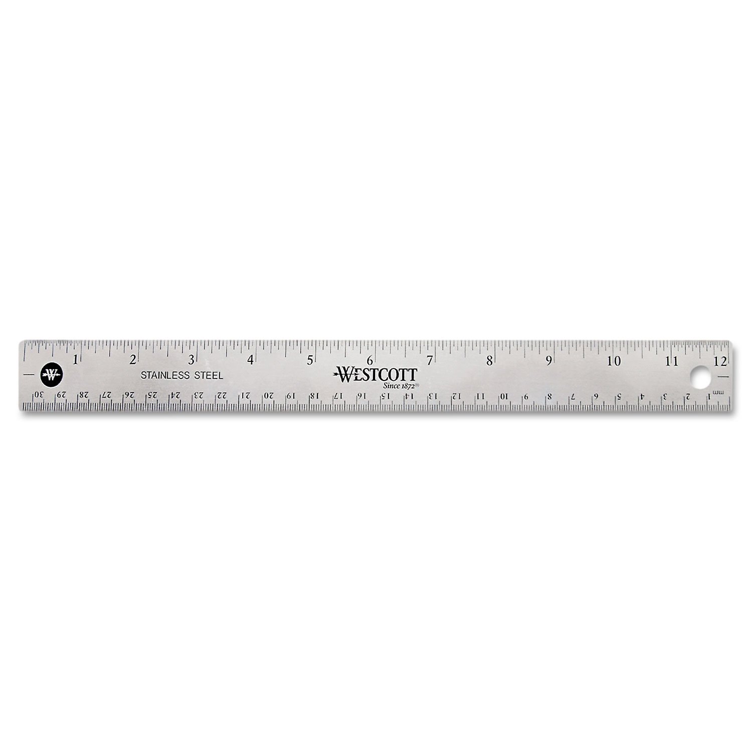 Westcott 10415 Stainless Metal Ruler with Non-Slip Cork Base, 12-Inch