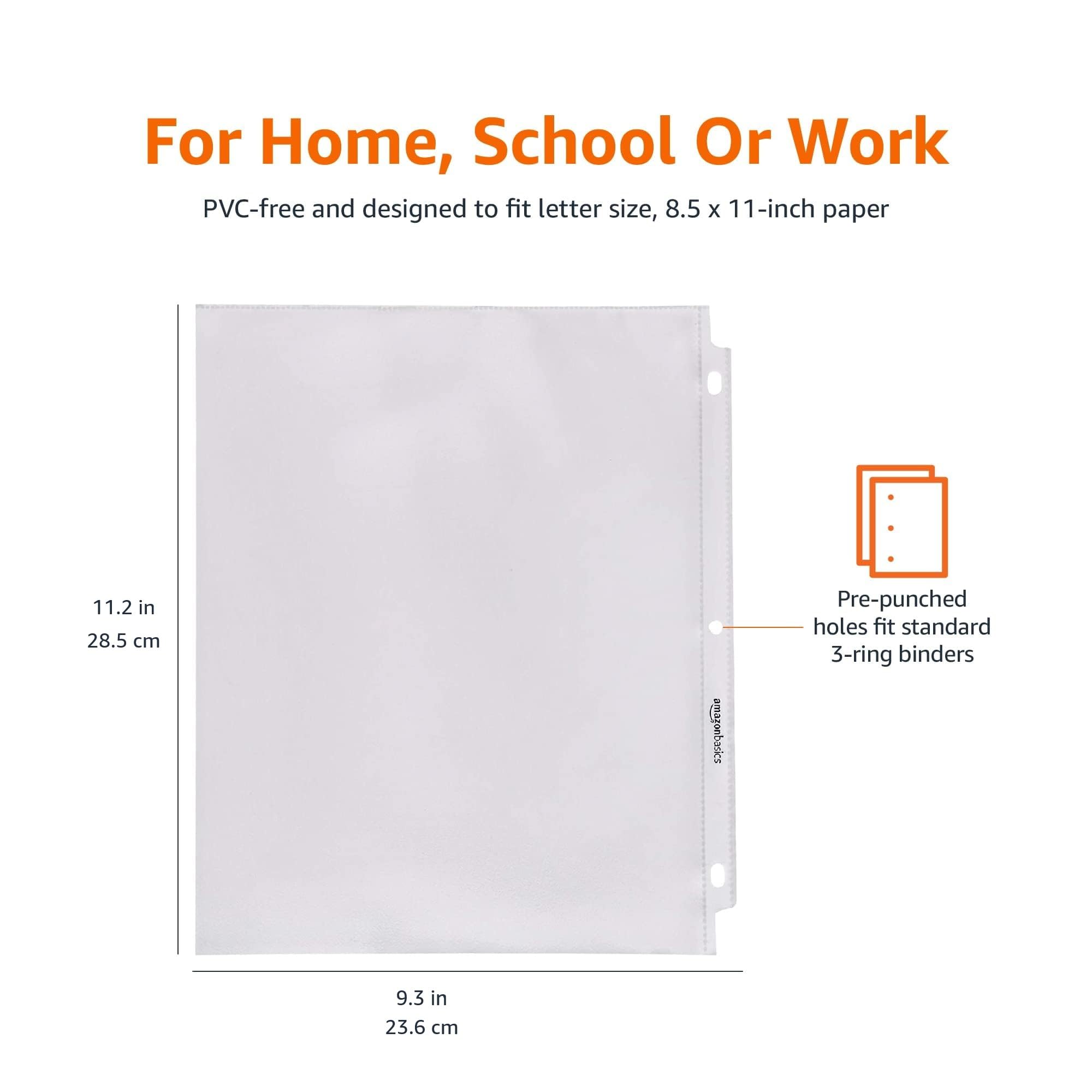 Amazon Basics Sheet Protector - Heavy Duty, Non-Glare, 100-Pack
