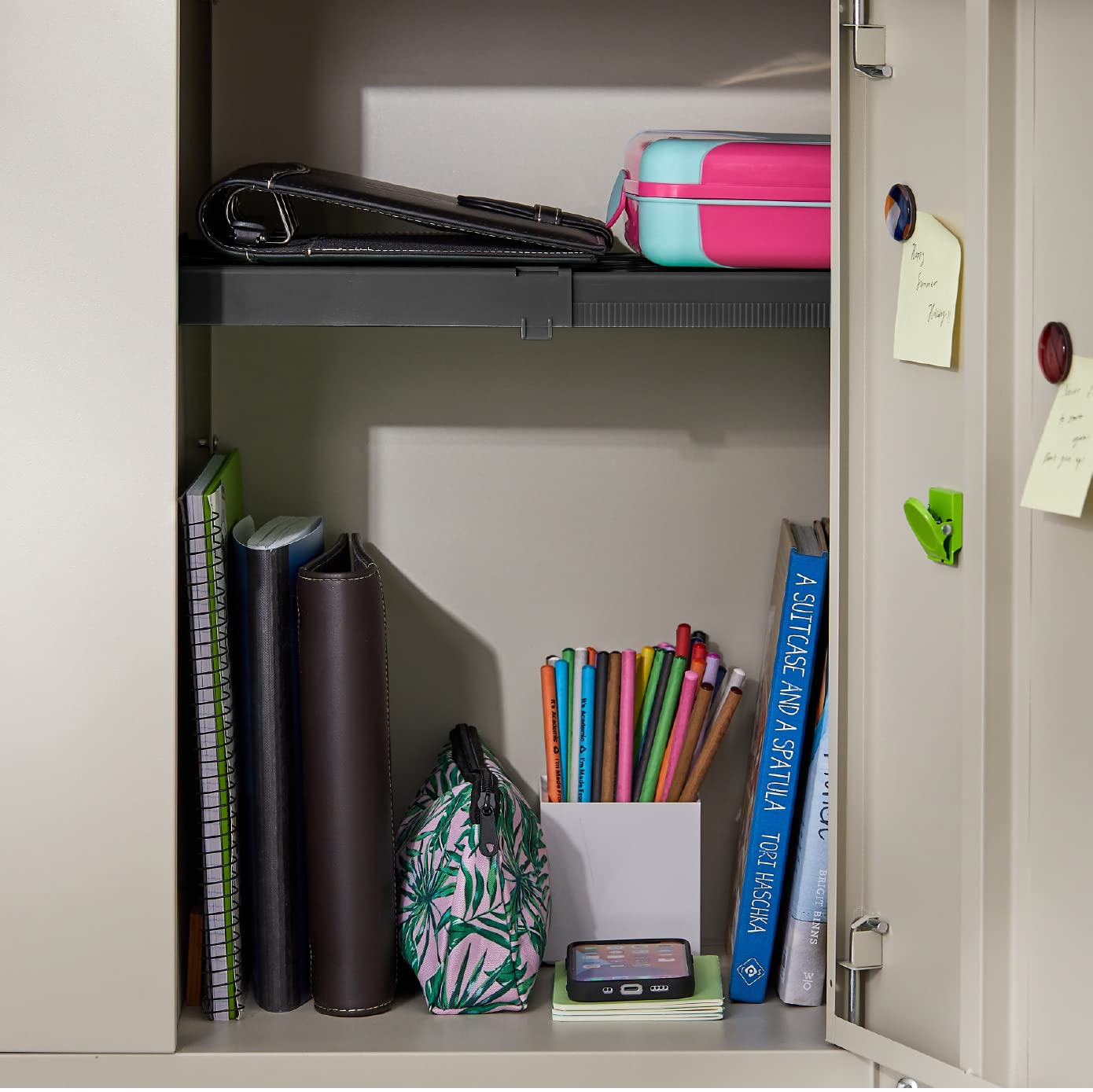 LockerMate Adjust-A-Shelf Easy to Use, Extends to Fit Your Locker, Black
