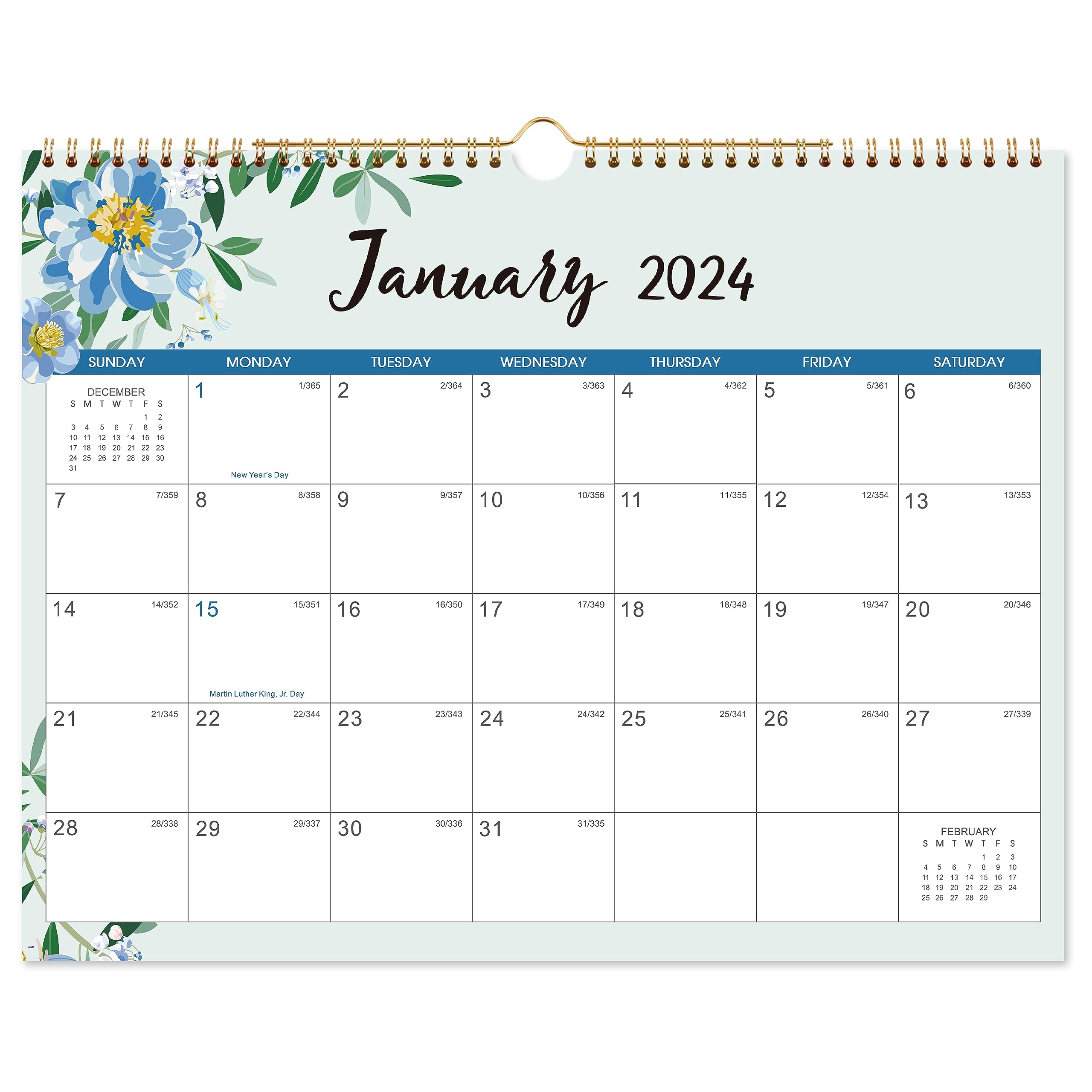 Calendar 2023-2024 - Wall Calendar 2023-2024, January 2023 to June 2024, 14.8 x 11.4 Inches, 18 Months Calendar with Ample Blank Blocks and Julian Dates, Perfect 2023-2024 Calendar for Easy Planning