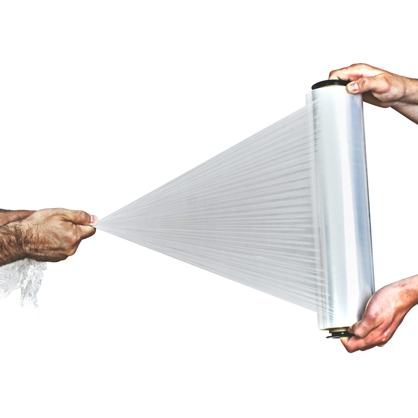 15" Stretch Film/Wrap with Handles 1200ft 500% Stretch Clear Cling Durable Adhering Packing Moving Packaging Heavy Duty Shrink Film (1 Pack w/Handles, Clear)