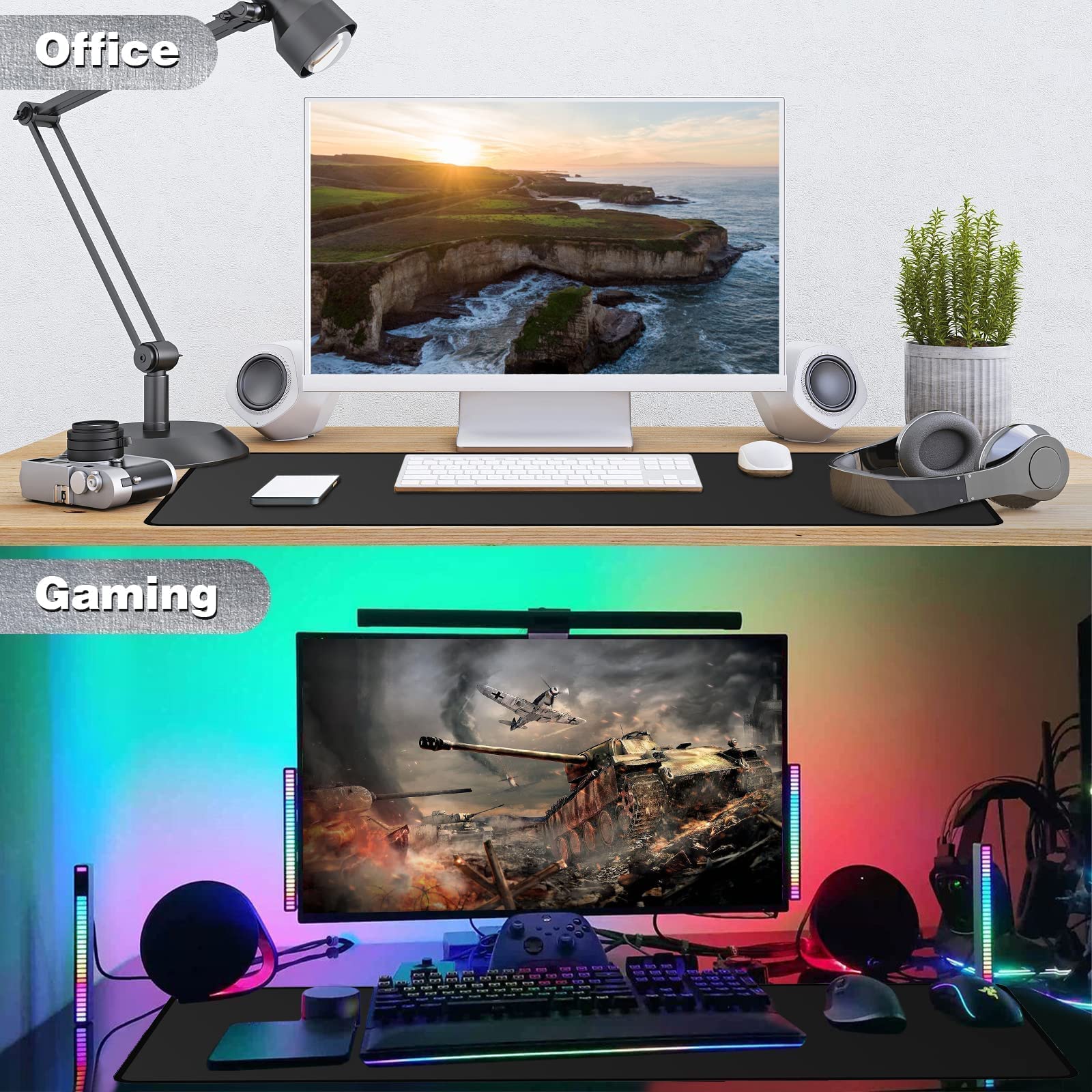 ETZ Large Gaming Mouse Pad,31.5 x 11.8 × 0.12 in with Stitched Edges,Extended Mousepad,Durable Non-Slip Natural Rubber Base,Washable Keyboard Pad,Desk Pad for Gamer,Office & Home,Black