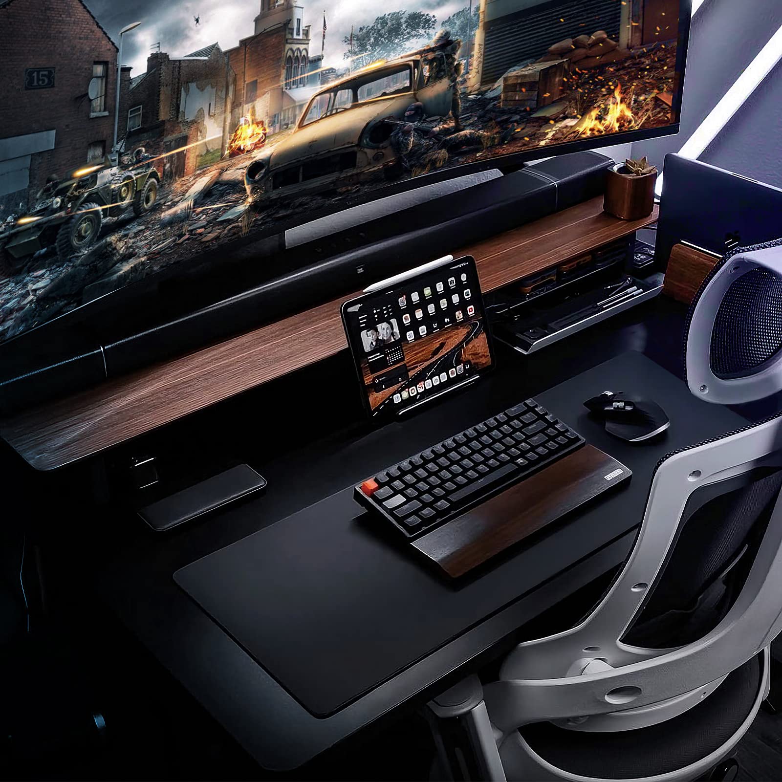 ETZ Large Gaming Mouse Pad,31.5 x 11.8 × 0.12 in with Stitched Edges,Extended Mousepad,Durable Non-Slip Natural Rubber Base,Washable Keyboard Pad,Desk Pad for Gamer,Office & Home,Black