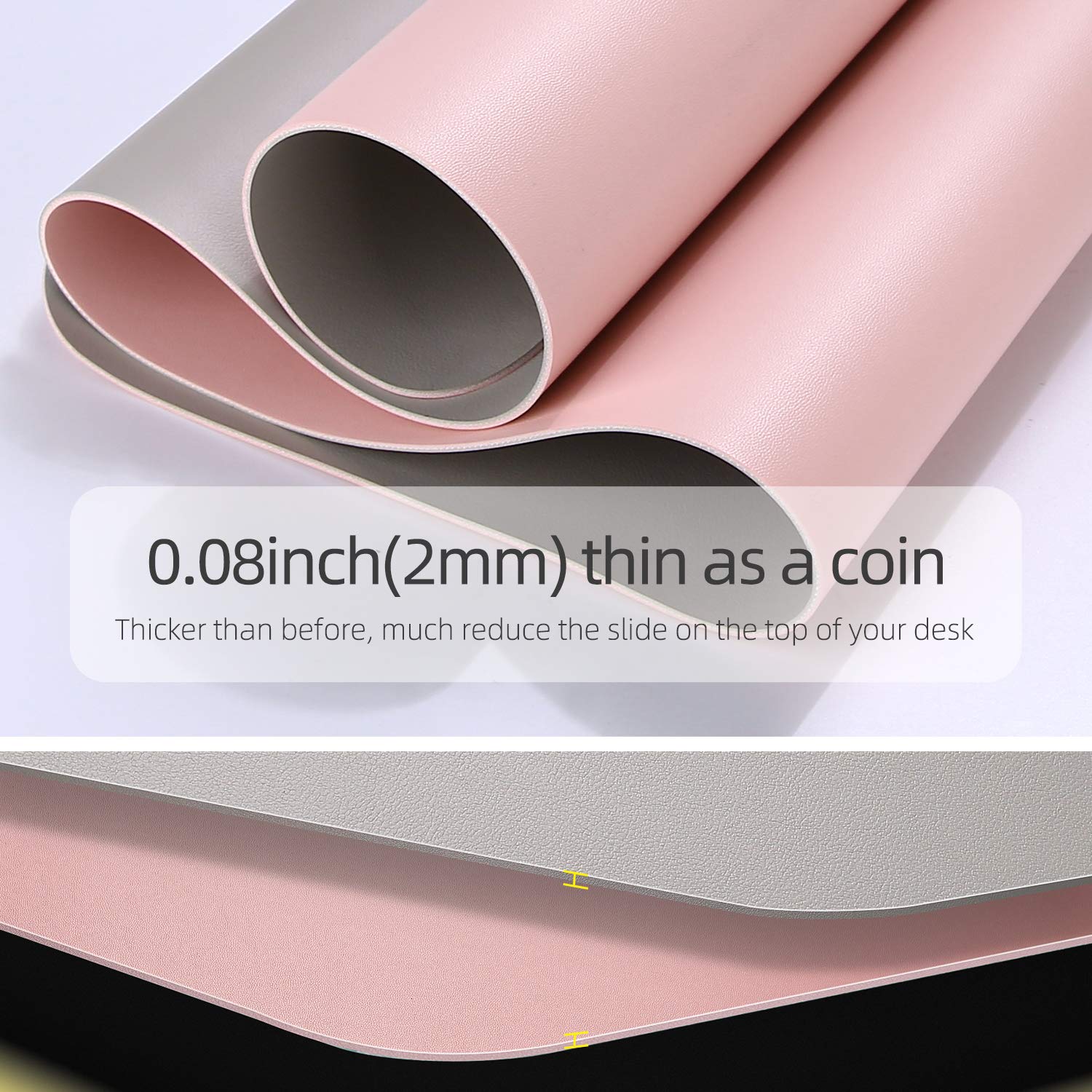 YSAGi Desk Mat, Mouse Pad,Waterproof Desk Pad,Large Mouse pad for Desk, Leather Desk Pad Large for Keyboard and Mouse,Dual-Sided Mouse Mat for Office and Home (31.5" x 15.7", Pink)