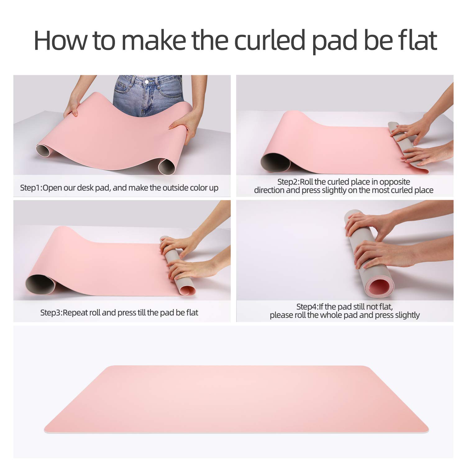 YSAGi Desk Mat, Mouse Pad,Waterproof Desk Pad,Large Mouse pad for Desk, Leather Desk Pad Large for Keyboard and Mouse,Dual-Sided Mouse Mat for Office and Home (31.5" x 15.7", Pink)