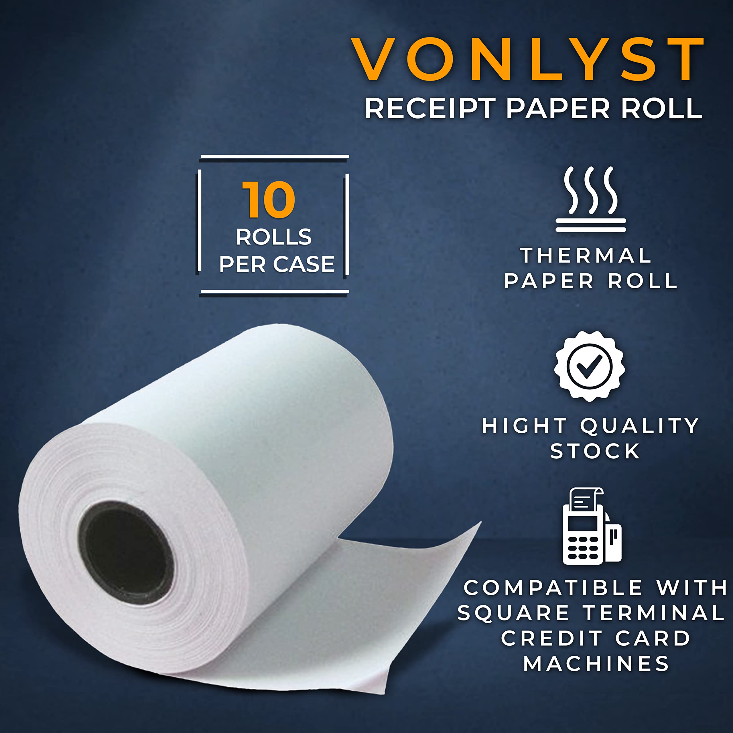 Vonlyst Receipt Paper Roll for Square Terminal Credit Card Machine (10 rolls)