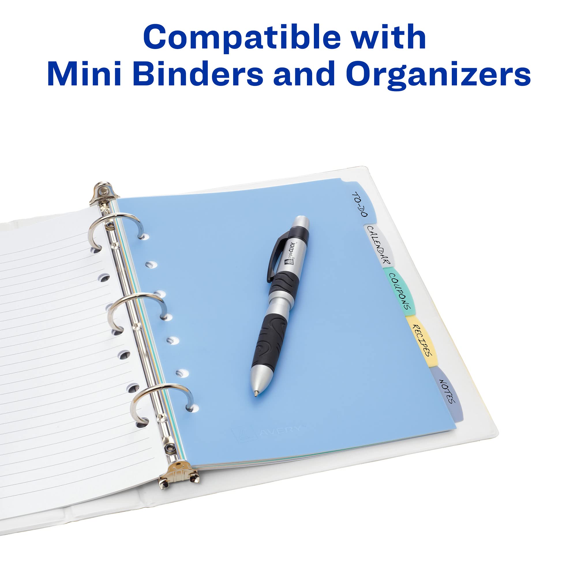 Avery 16180 Write & Erase Plastic Dividers, 5-Tab, 5 1/2 x 8 1/2