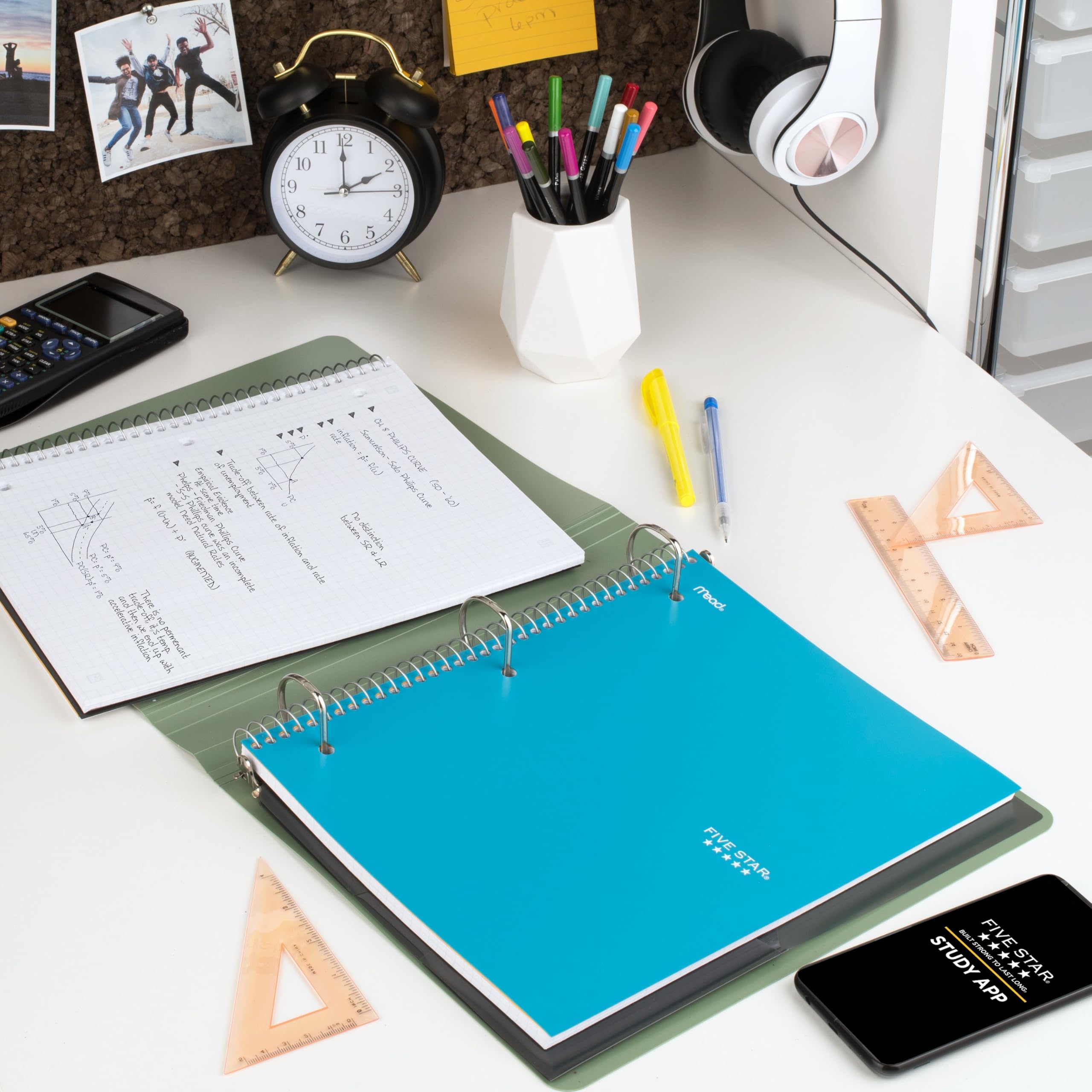 Five Star Spiral Notebook, 1-Subject, Graph Ruled Paper, 11" x 8-1/2", 100 Sheets, Teal Blue (06190AA4)