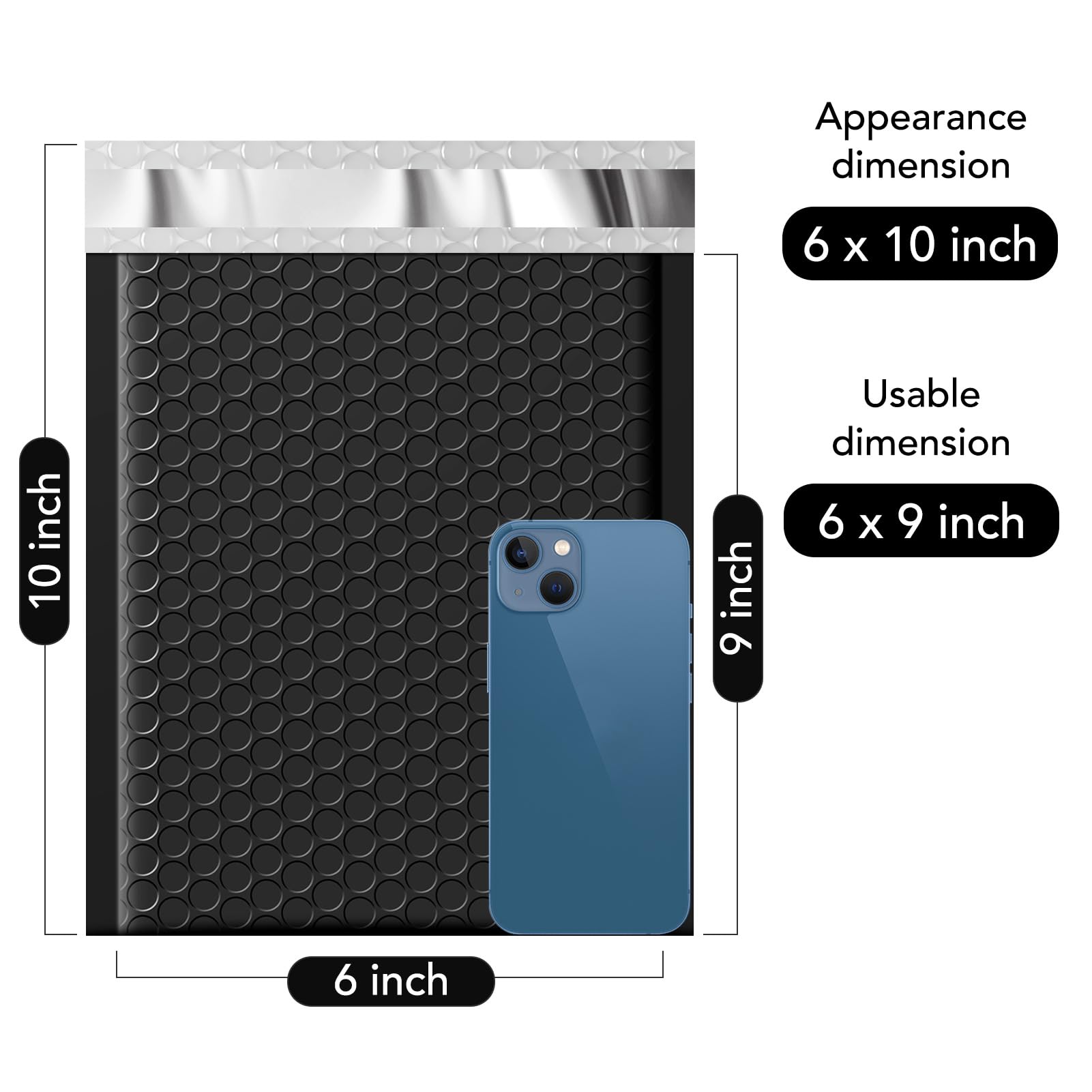 Fuxury Bubble Mailers 6x10 Inch 100 Pack, Black Padded Envelopes, Self Seal Waterproof Mailing Envelopes Bubble Padded, Shipping Bags for Mailing,Packaging, Small Business, Boutique, Bulk #0