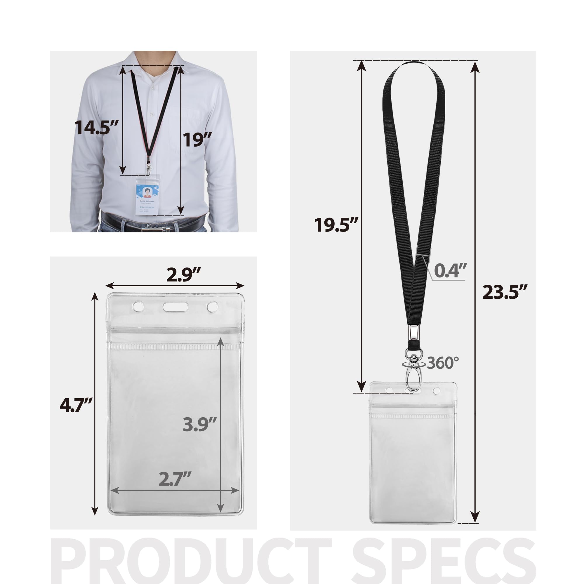 ID Badge Holder with Lanyard,20 Sets Clear Waterproof Id Card Holder with Colorful Cruise Lanyards for Id Badges Cards