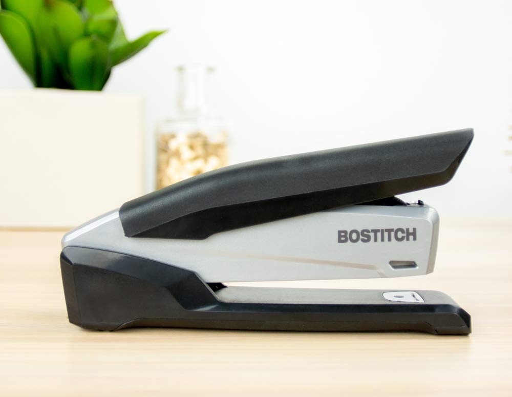 Bostitch Office Executive 3 in 1 Stapler, One Finger Stapling, No Effort, 20 Sheet Capacity, Integrated Staple Remover, Spring Powered Stapler, Black/Gray