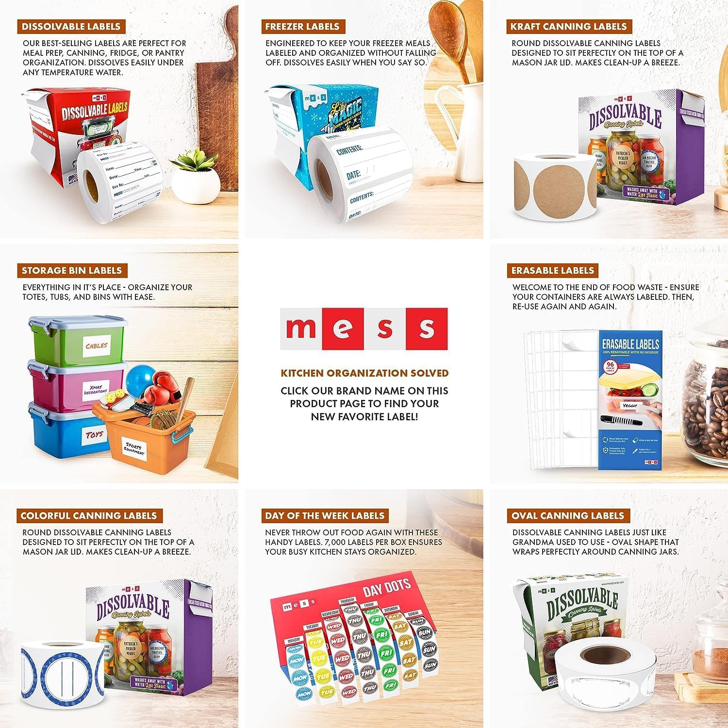 MESS Dissolvable Food Labels -200 Removable Food Container Labels - Blank Labels for Food Containers - Dissolvable Food Labels Stickers - Freezer Labels - Bottle Labels, Jars Food Storage Labels 1x2"