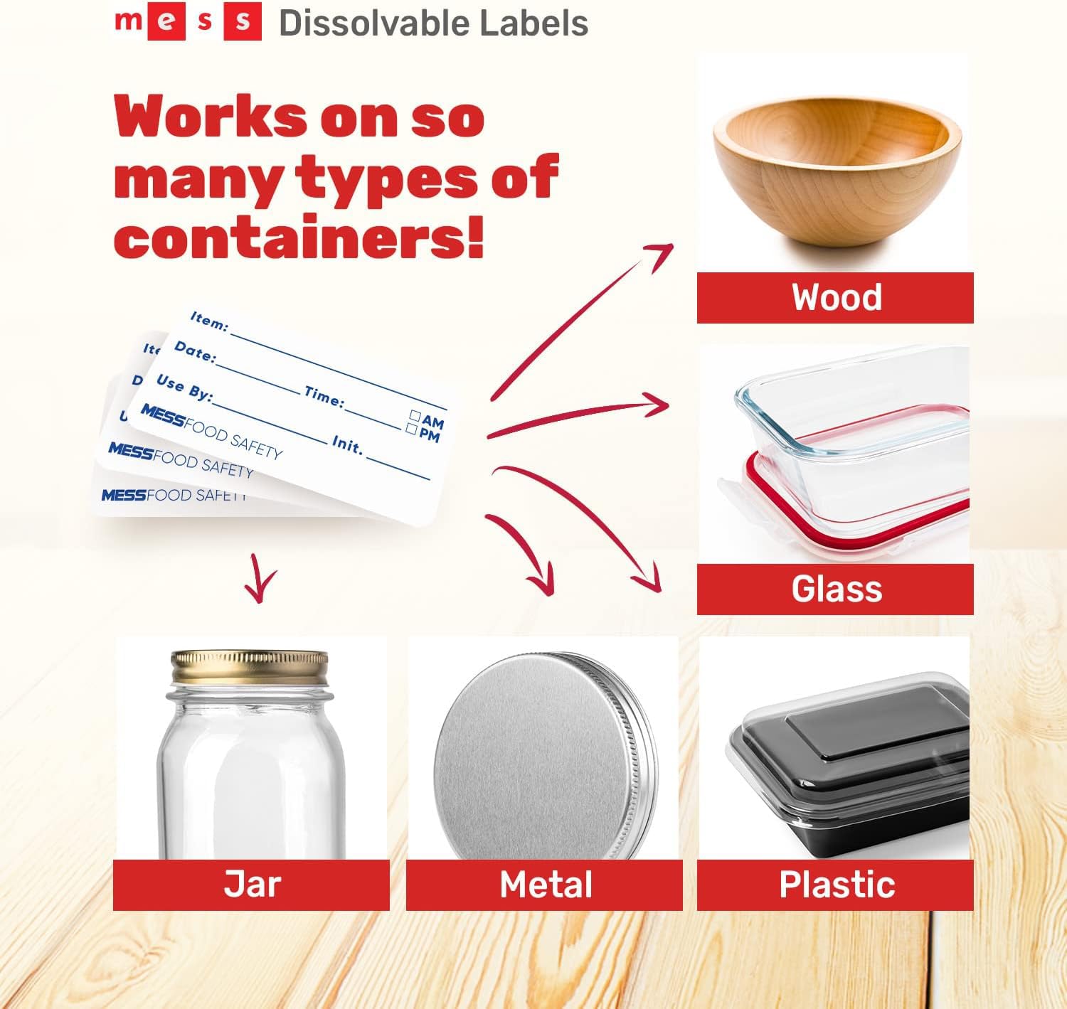 MESS Dissolvable Food Labels -200 Removable Food Container Labels - Blank Labels for Food Containers - Dissolvable Food Labels Stickers - Freezer Labels - Bottle Labels, Jars Food Storage Labels 1x2"