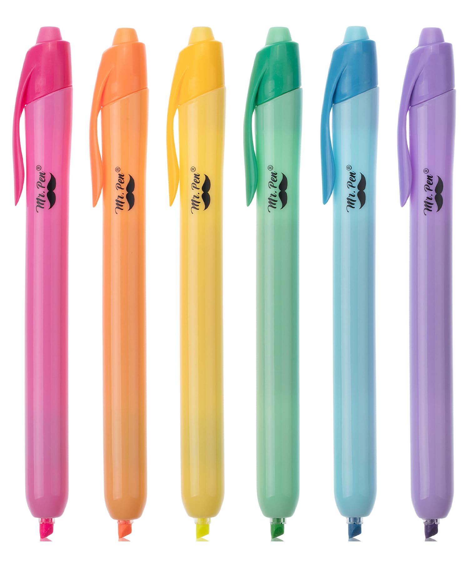 Mr. Pen- Highlighters, Retractable Highlighters, 6 Pack, Highlighters Assorted Colors, Retractable Markers, Colorful HighLighters, Colored Highlighters, Bible Highlighter, Highlighter Set